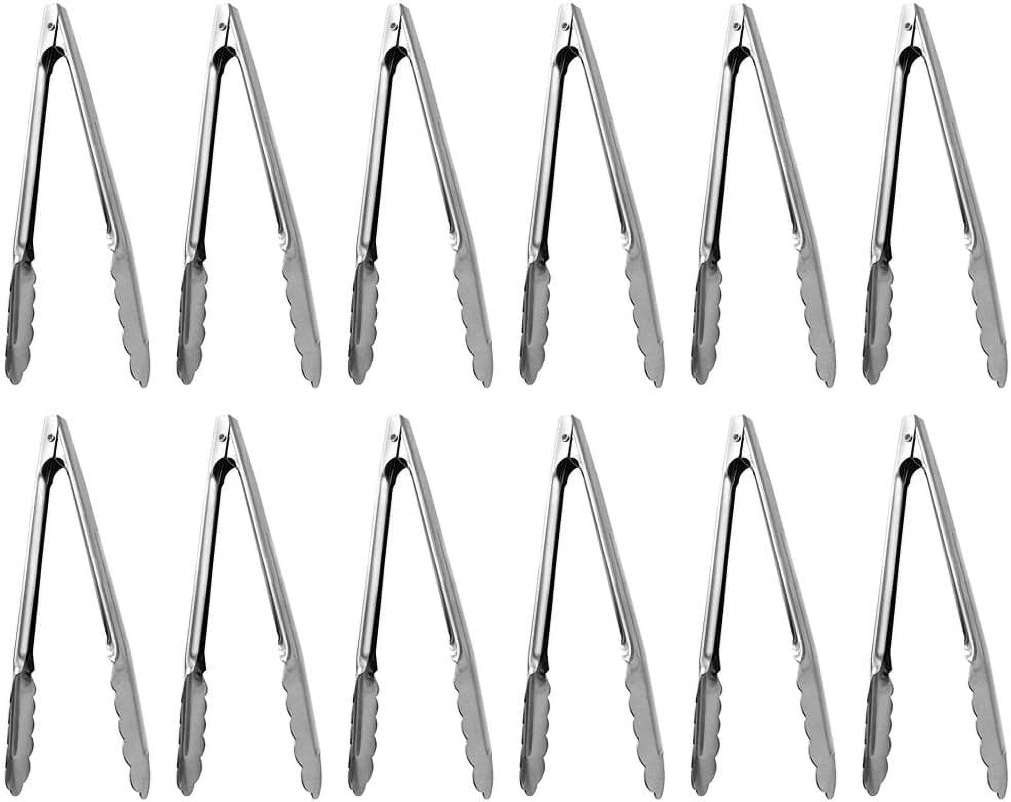 Of 12) Stainless Steel Utility Tongs 7-Inch, Heavy Duty Small Kitchen ...
