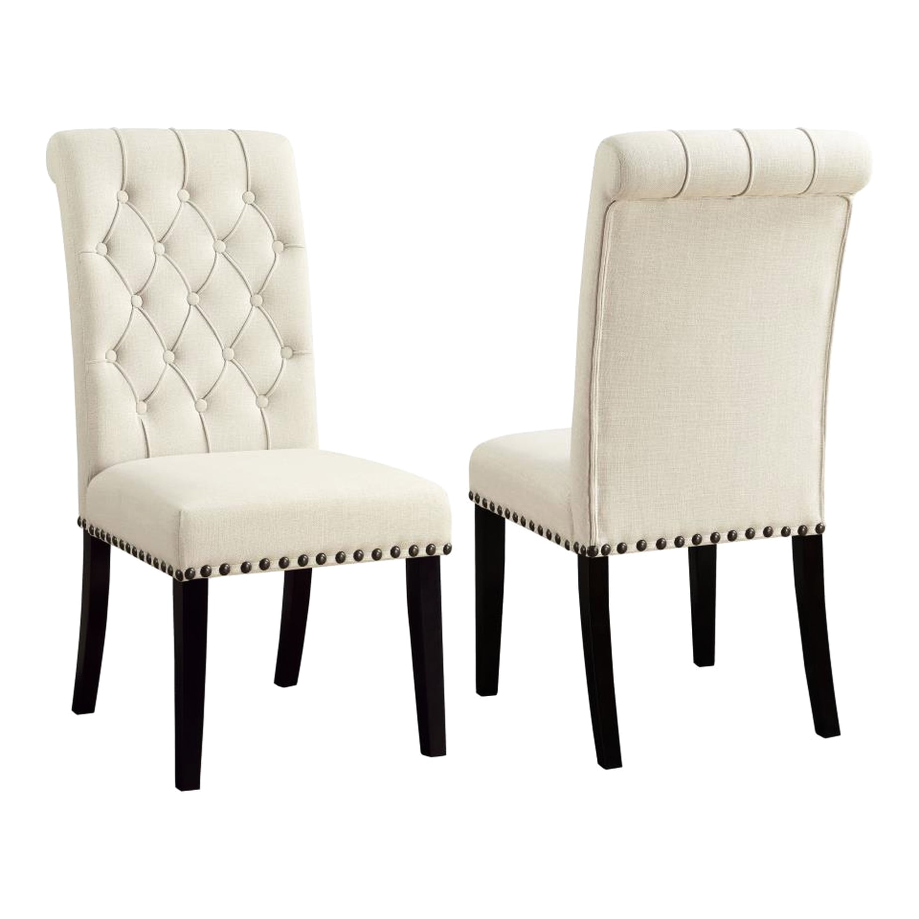 Of 2 Beige Chairs With Enchanting Rolled Backs And Classy Upholstery ...