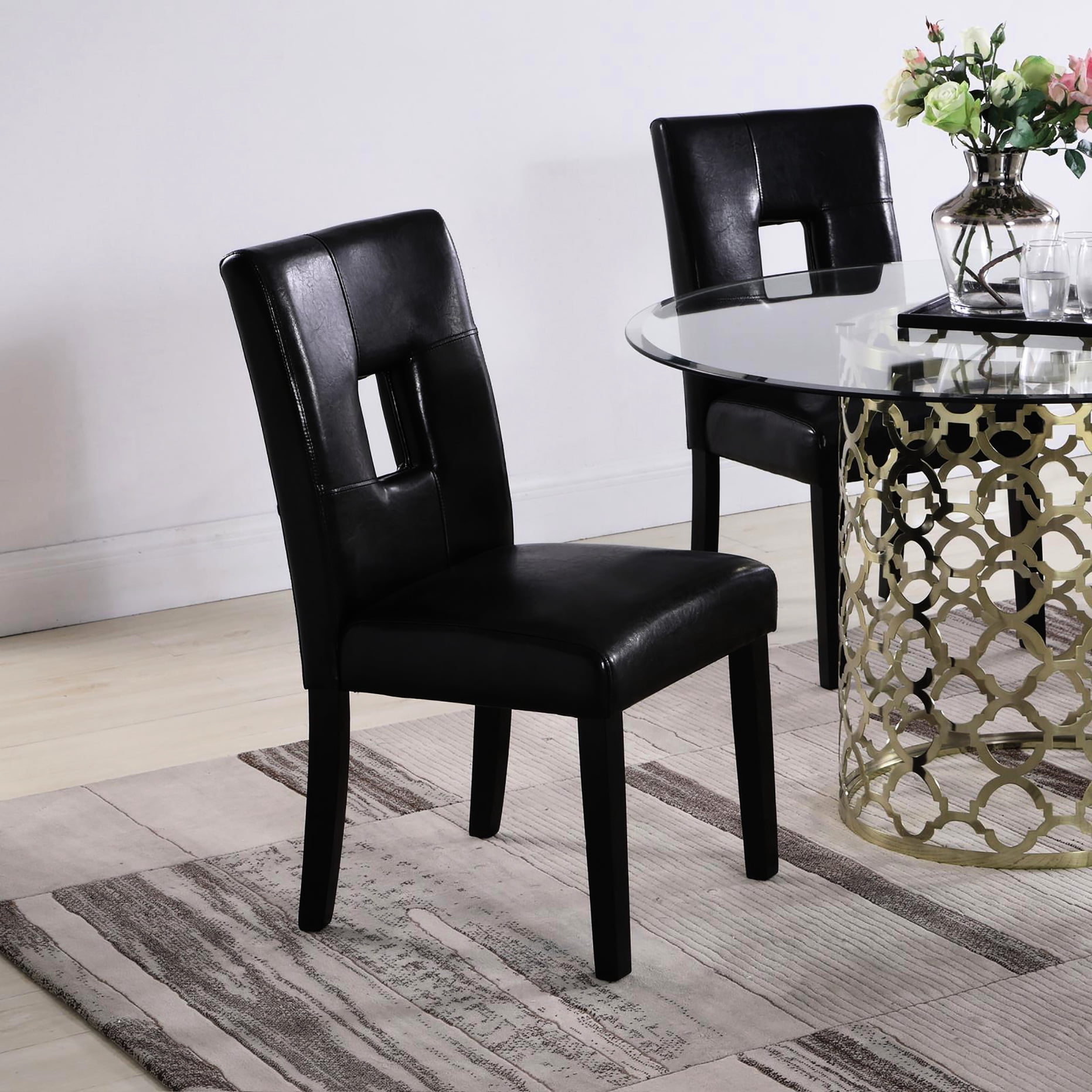 Of 2 Black Open Back Counter Height Chairs - Modern Elegance With Faux ...