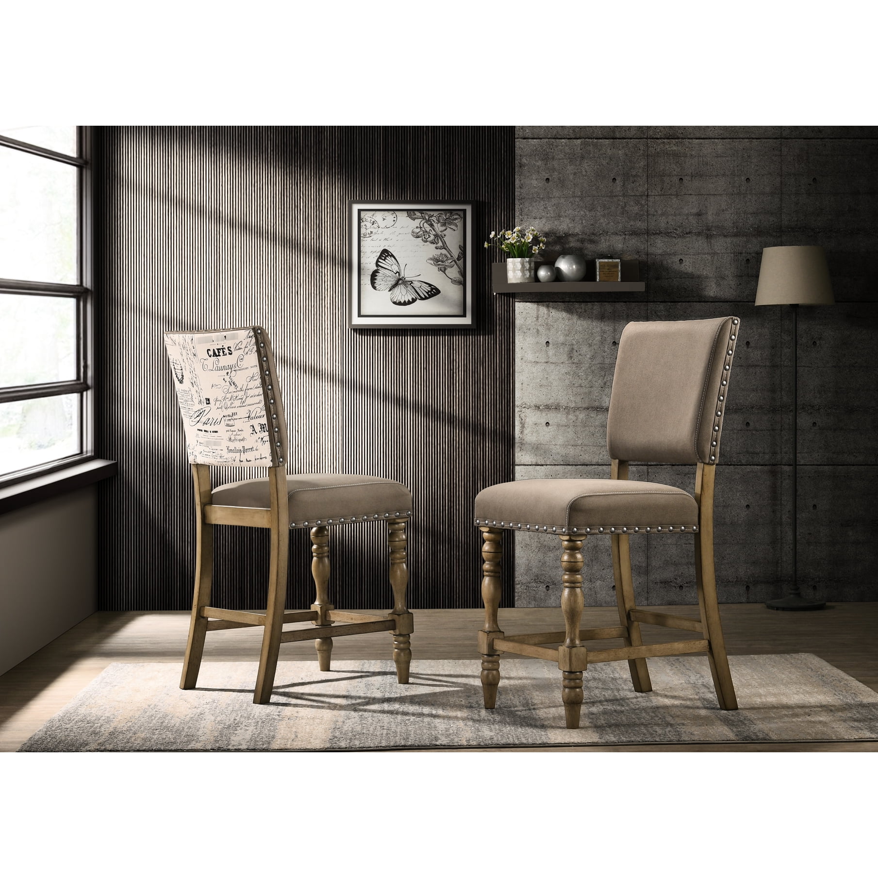 Of 2 Counter Height Dining Chairs With Driftwood Finish And Captivating ...