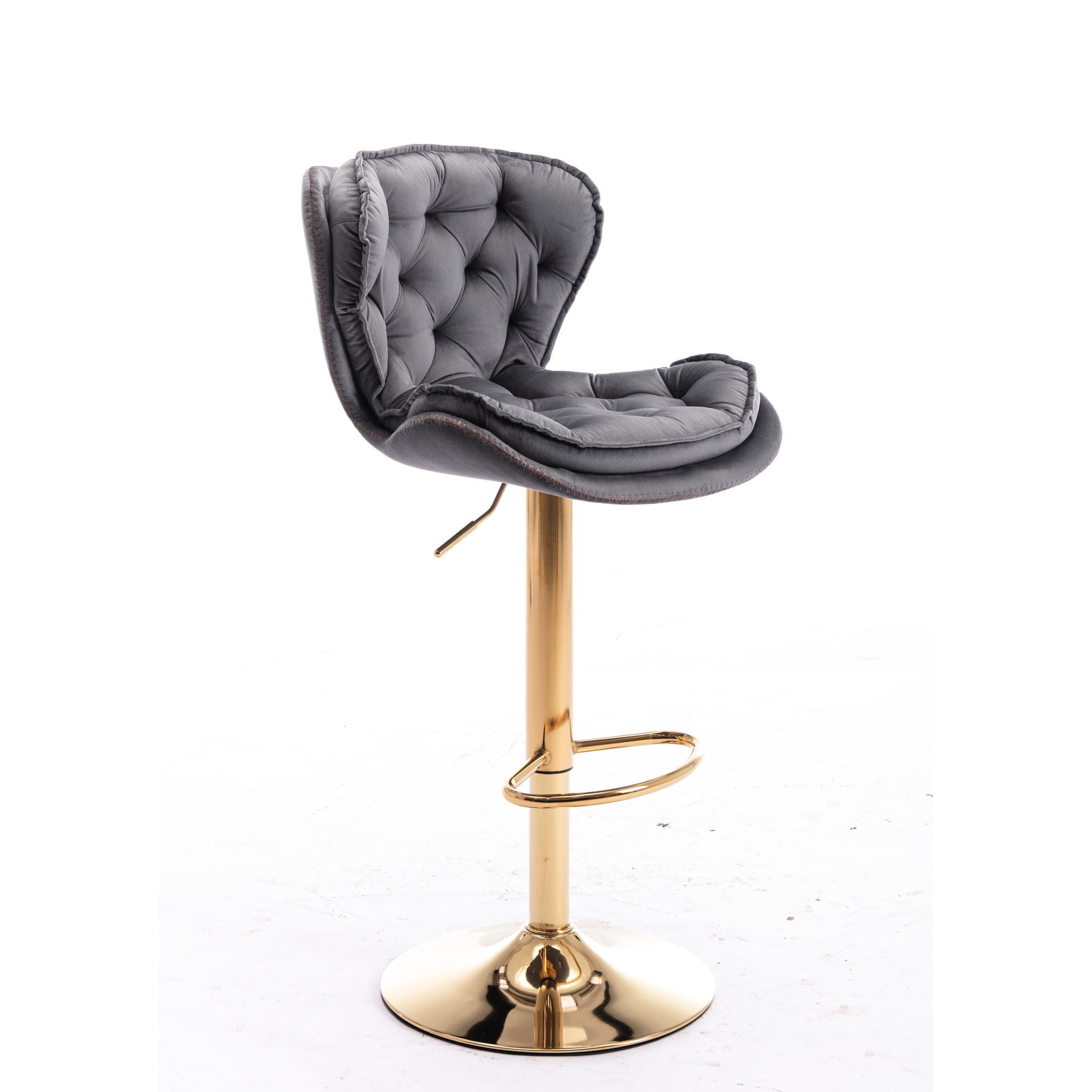 Of 2 Gray Bar Stools, Footrest & Base, Swivel And Adjustable Height By ...