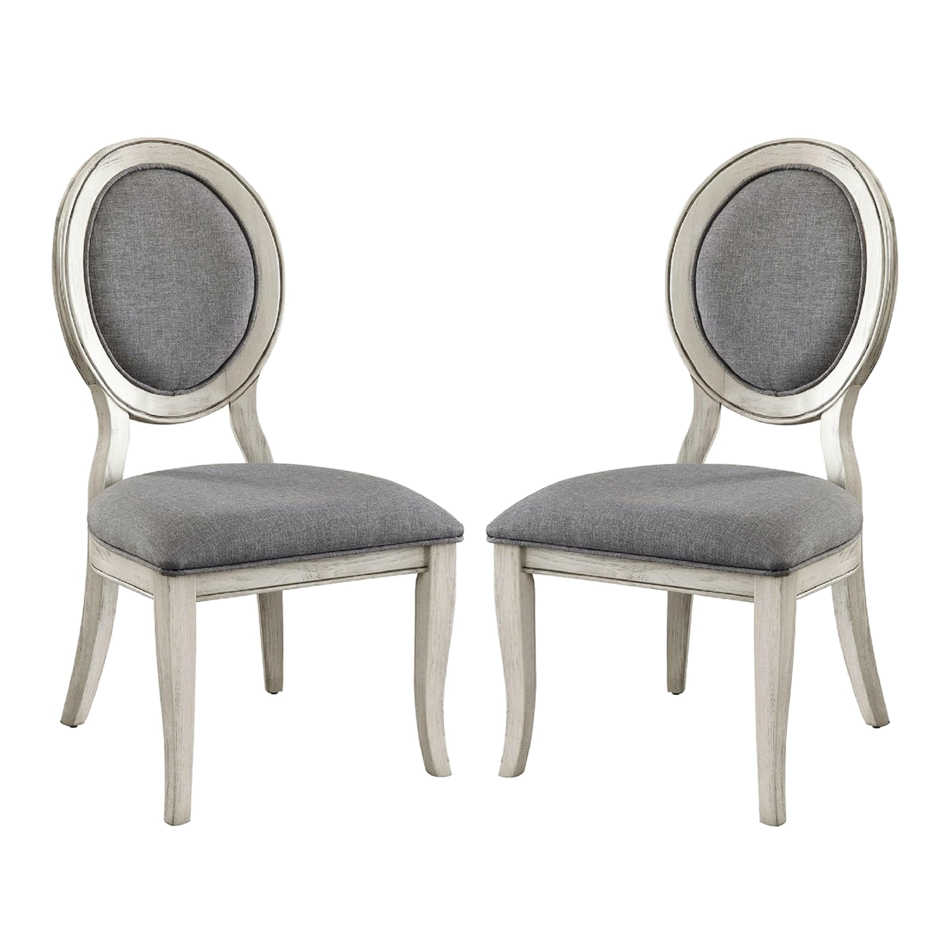 Of 2 Gray Fabric Rest Chairs, Antique White, Oval Back Feature Padded ...