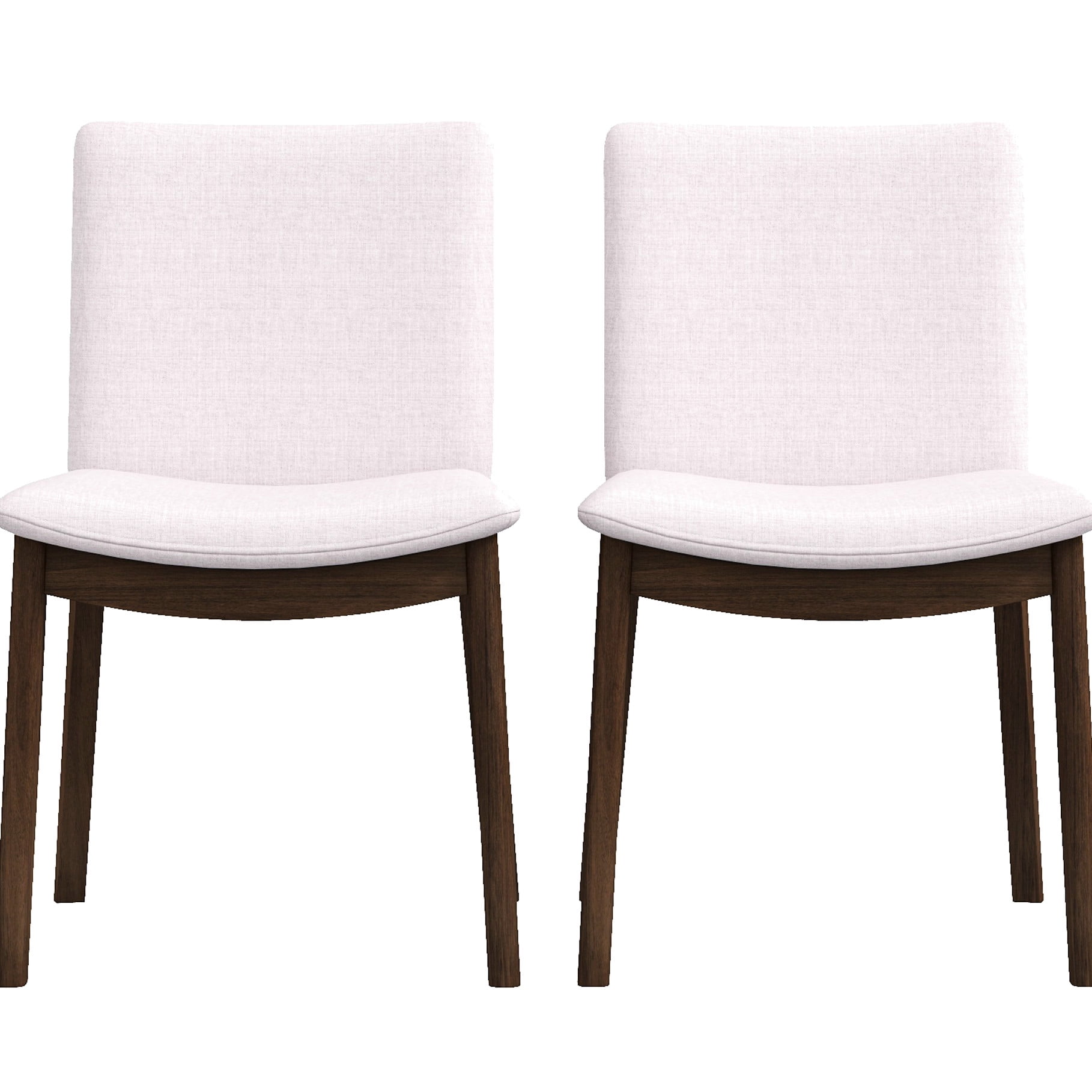 Of 2 Mid-century Modern Dining Chairs - Solid Wood Frame, Beige Fabric ...