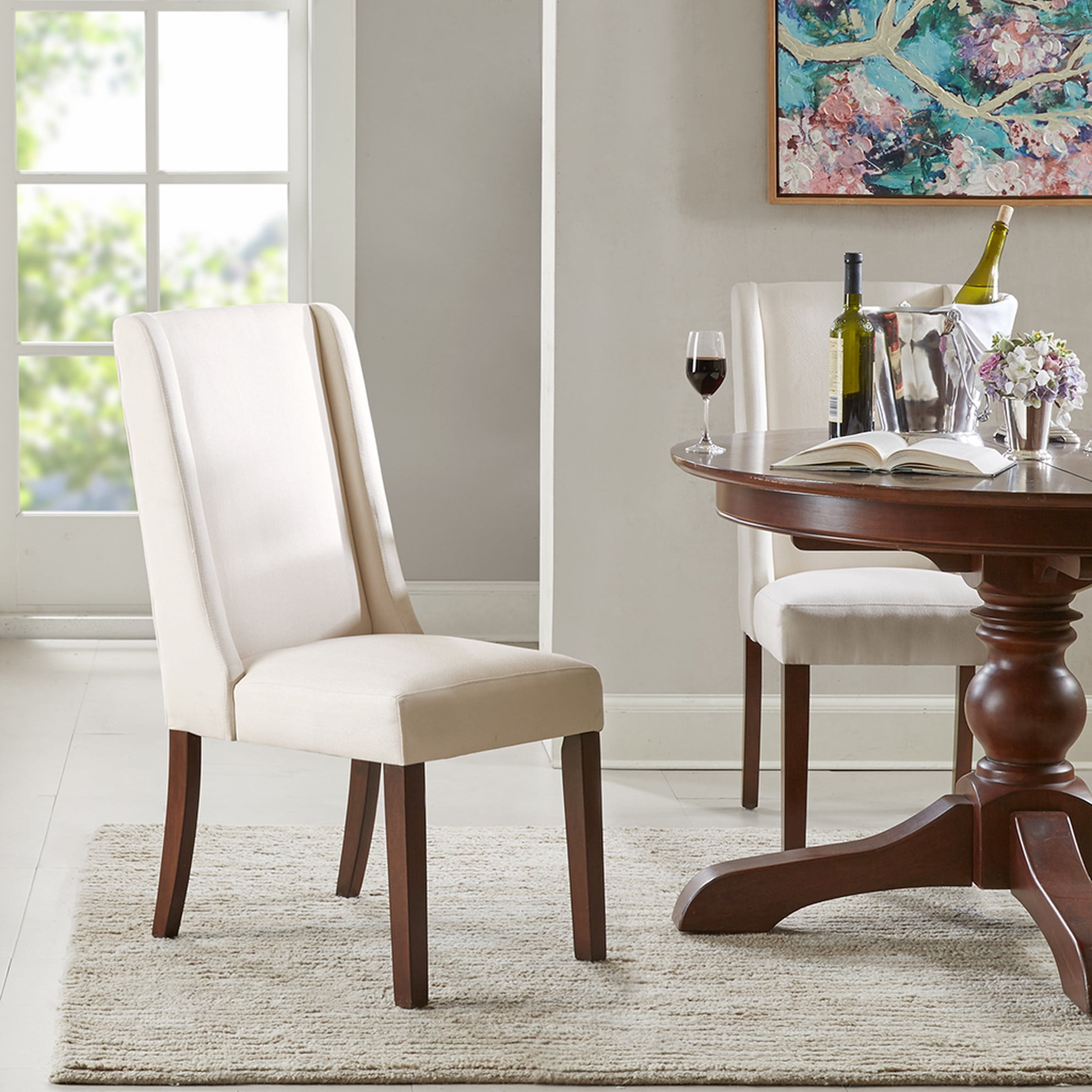 Of 2 Wing Dining Chairs, Wood Coloration, Material, High Density Foam ...
