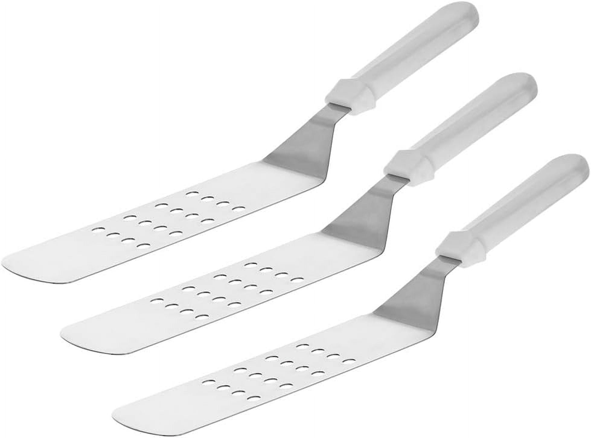 Of 3) Perforated Spatula With White Handle For Griddle Grill, 8 X 3 ...