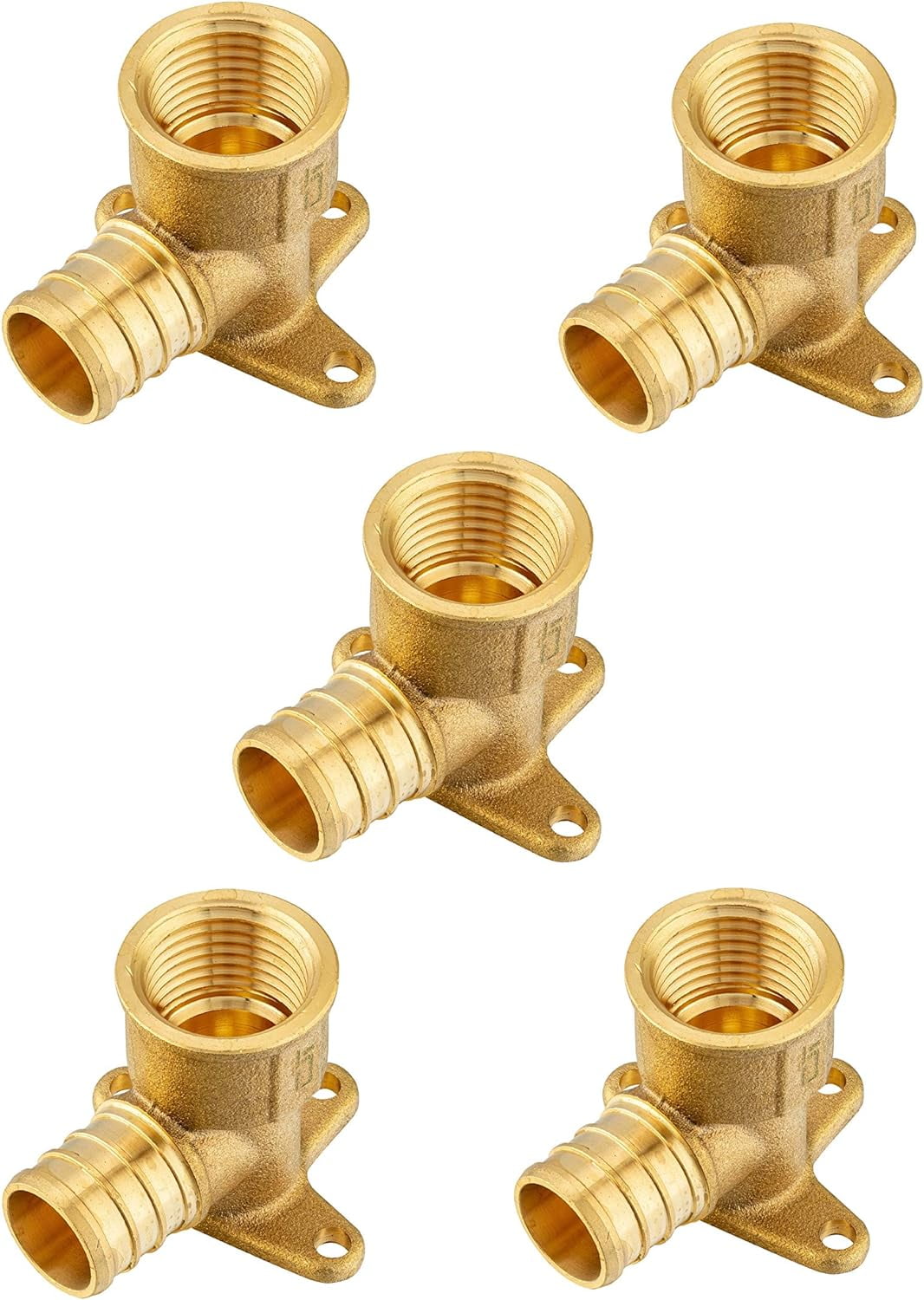 Of 5) Pex 3/4 Inch X1/2 Inch Female NPT Drop-Ear Elbow Barb Crimp Brass ...