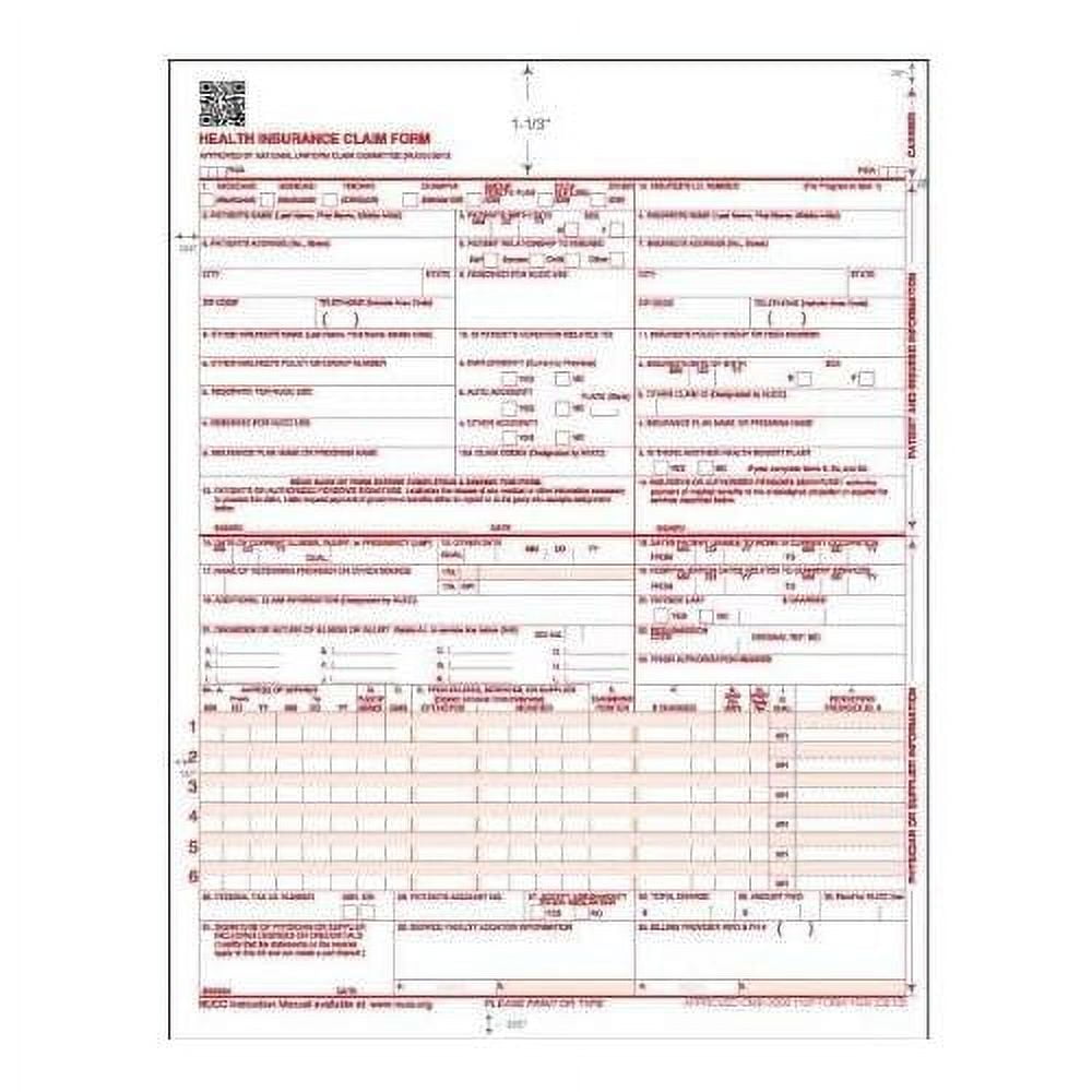 Of 500) CMS 1500 Forms, HCFA 1500 Forms, Healh Isurace Claim Form ...