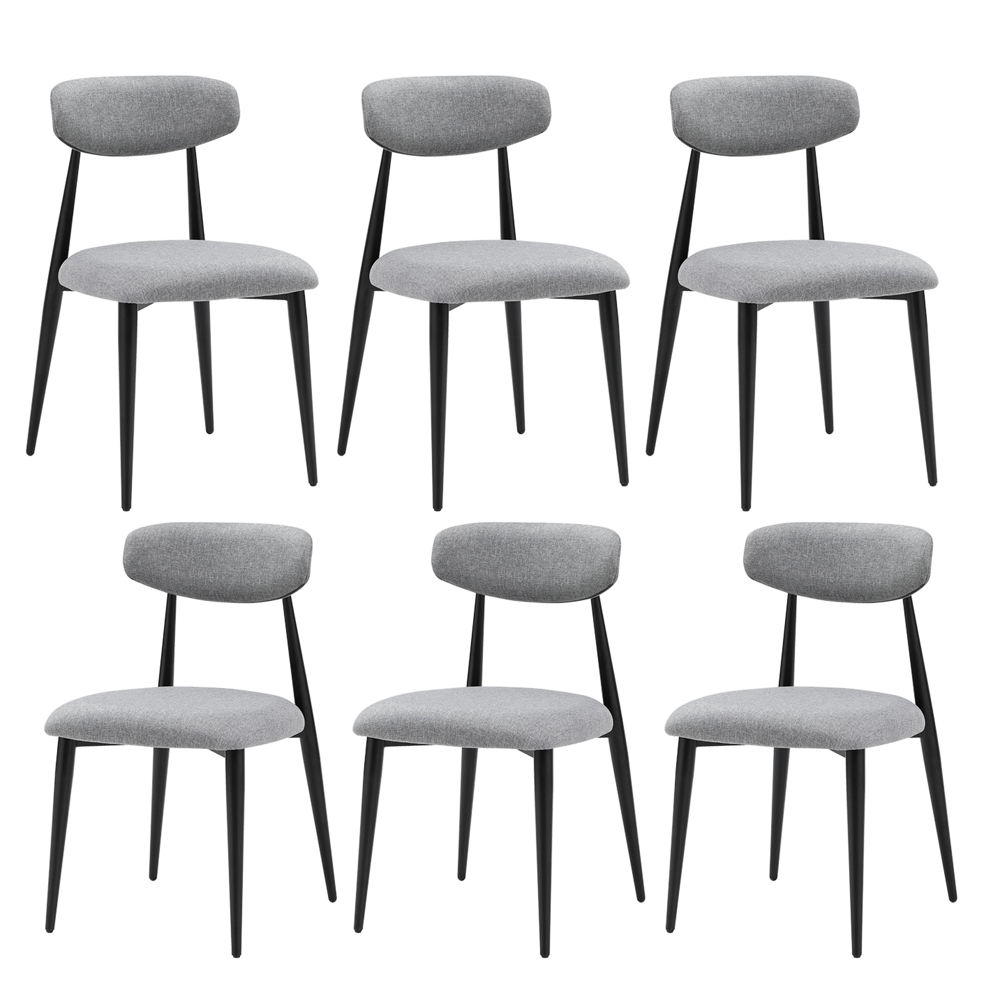 Of 6 Living Room Chairs, Grey Upholstered, Solid Metal Legs, Thick ...