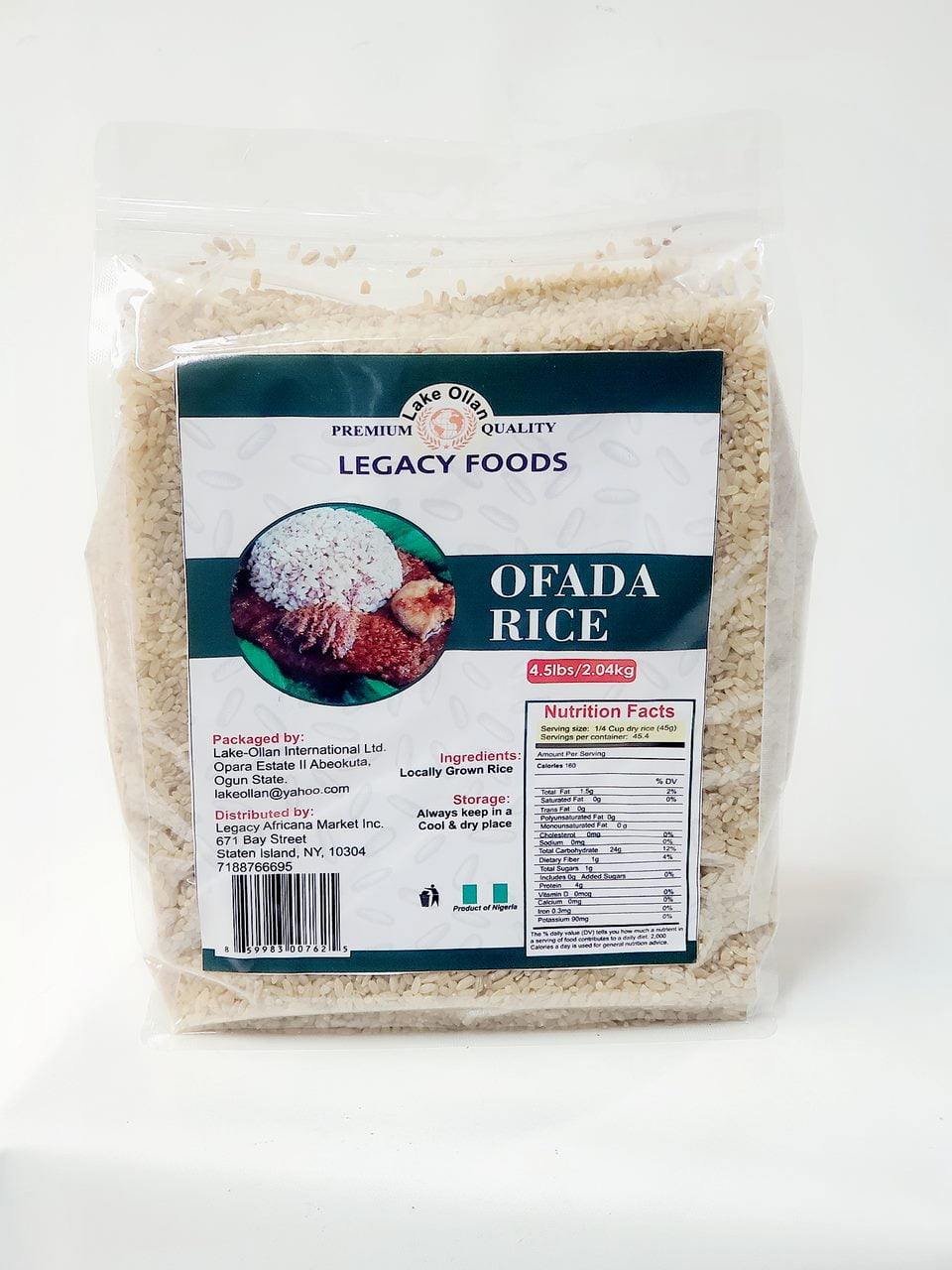 LegacyAfrica Ofada Rice, Country Native Rice, 4.5lbs, Product of ...
