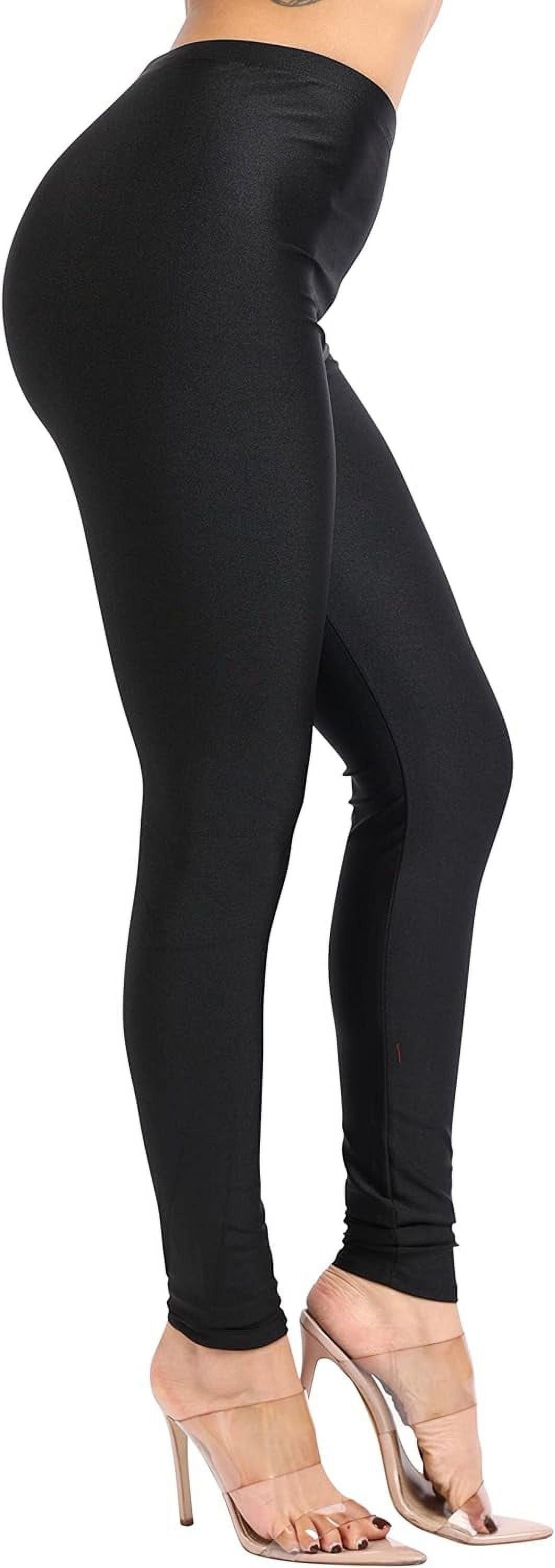 Ofenti Shiny Leggings for Women High-Waist Neon Tights for Parties ...
