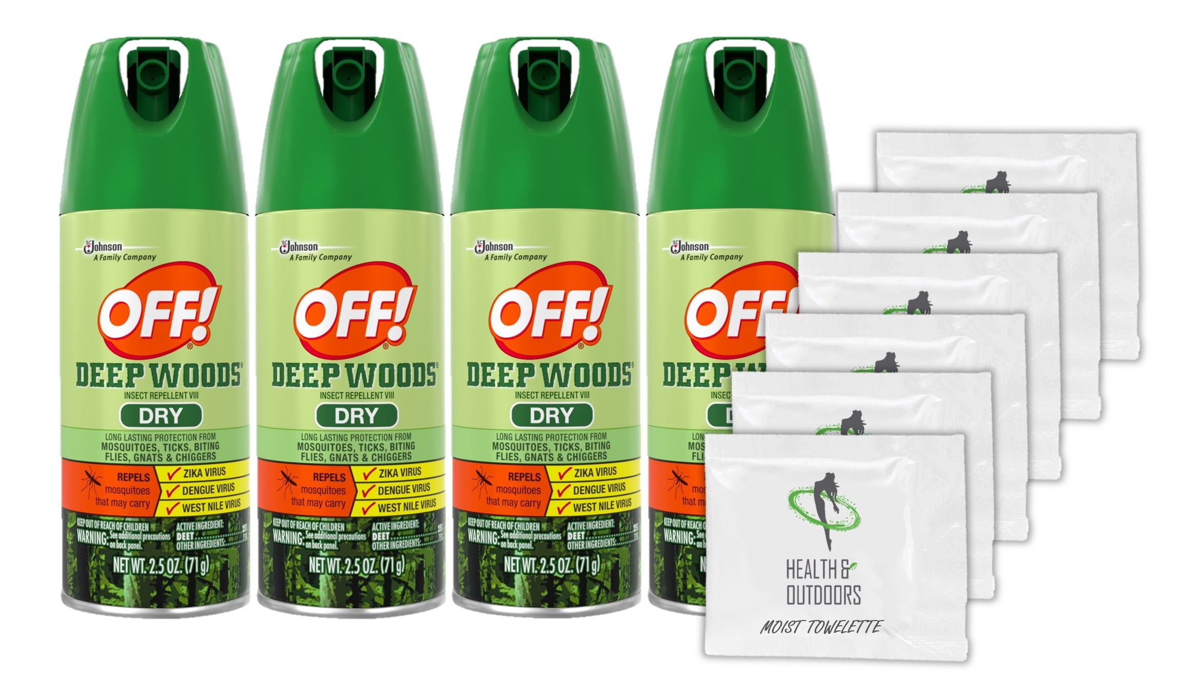 Off! Deep Woods Dry Aerosol Insect Repellent, 2.5 Ounce (4 Count) + (6 ...