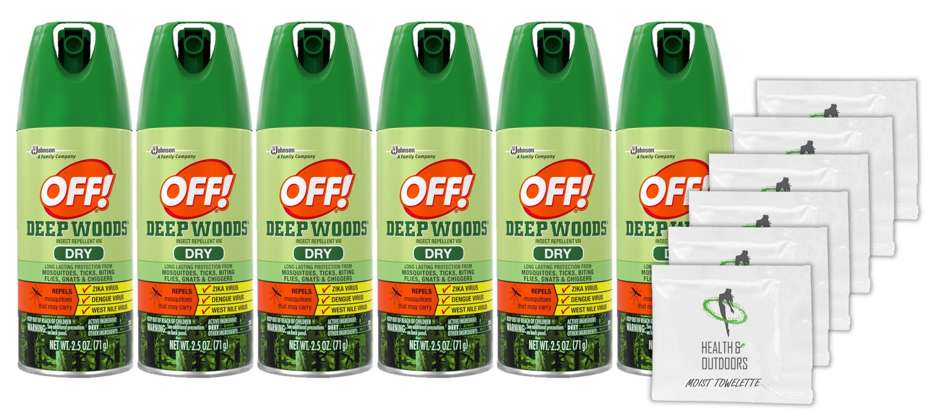 Off! Deep Woods Dry Aerosol Insect Repellent, 2.5 Ounce (6 Count) +(6 ...