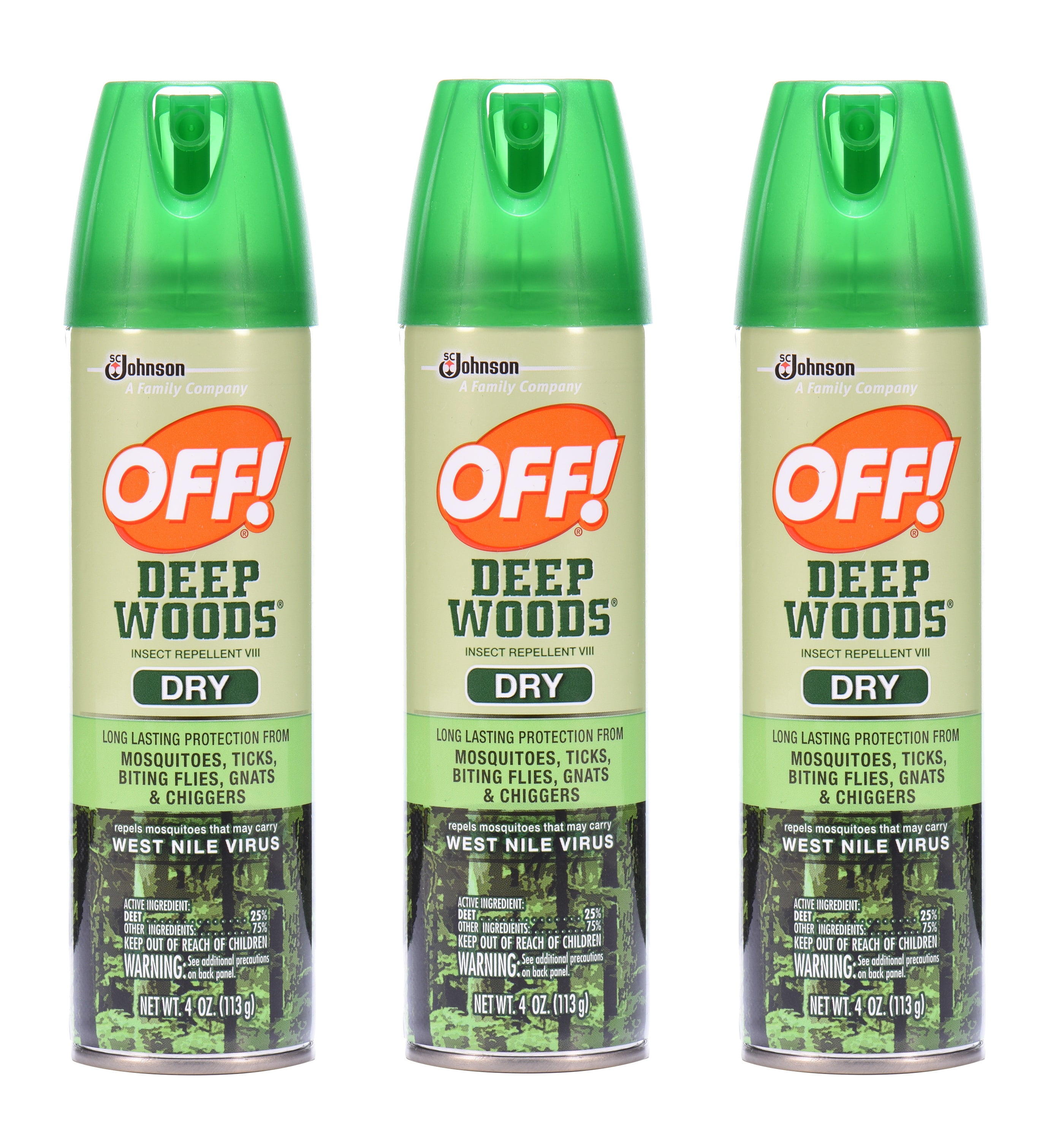 Off! Deep Woods Dry Insect Repellent DEET Spray, 4 oz - Pack of 3 by SC ...