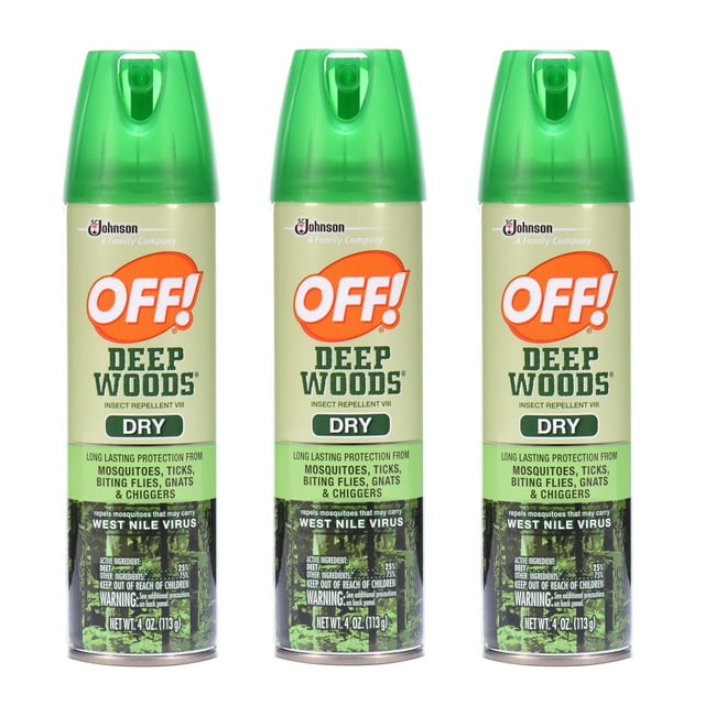 Off! Deep Woods Dry Insect Repellent DEET Spray, 4 oz - Pack of 3 by SC ...