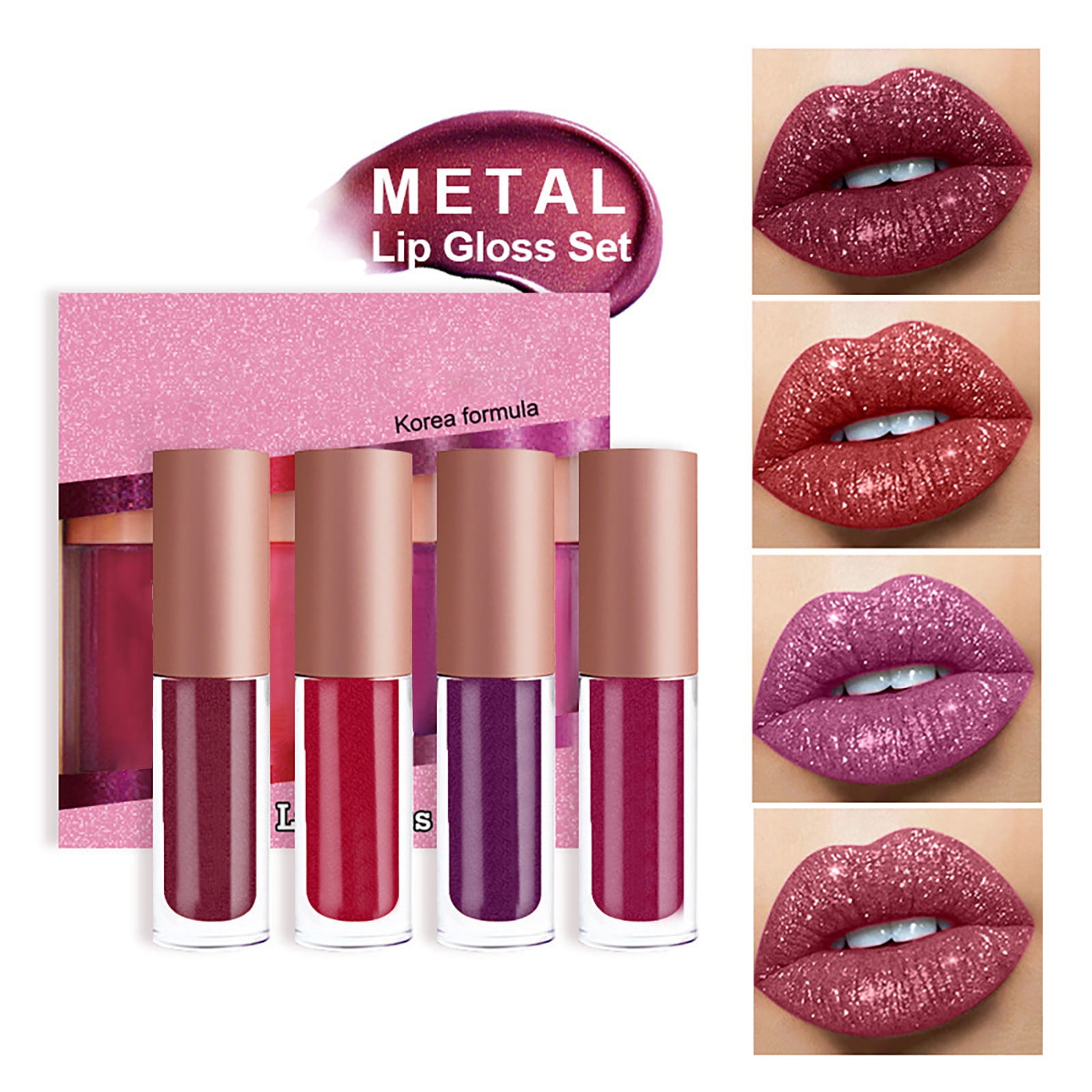 Off Promotions! 4 Lip Gloss Set Velvet Non Staining Diamond Lip Gloss ...
