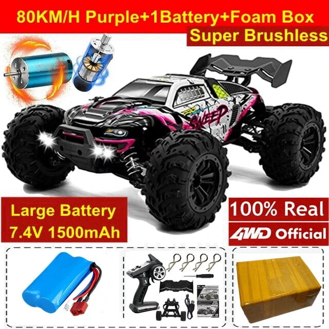Off Road 4x4 Super Brushless RC Car 80KM or 50KM/H High Speed Monster ...