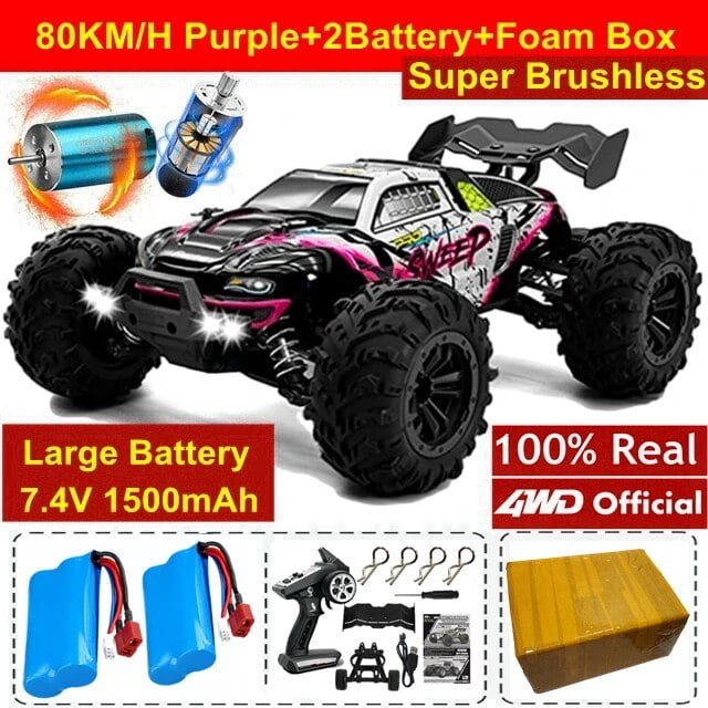 Off Road 4x4 Super Brushless RC Car 80KM or 50KM/H High Speed Monster ...