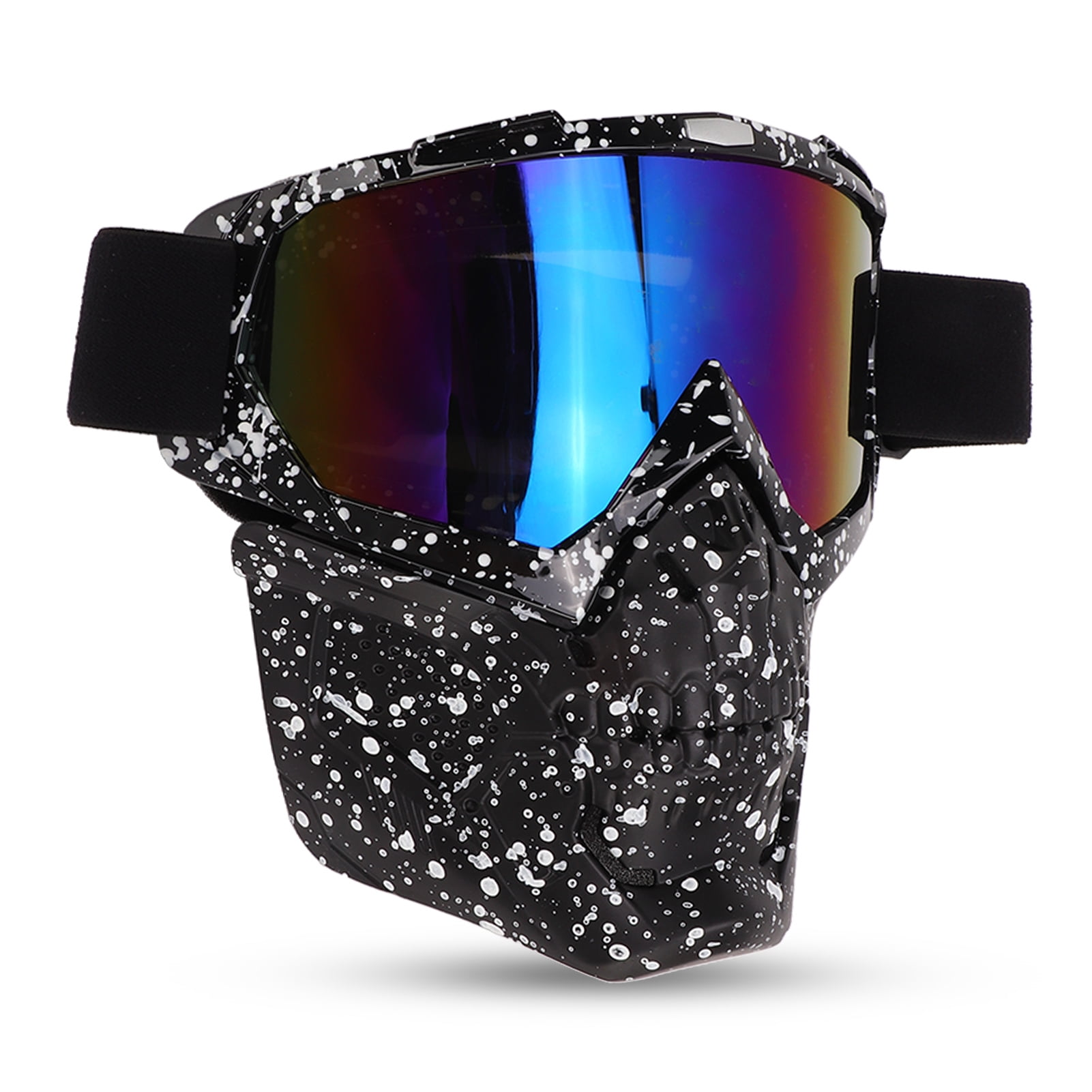 Off-Road Cycling Windproof Goggles with Face Shield, Black Frame White ...