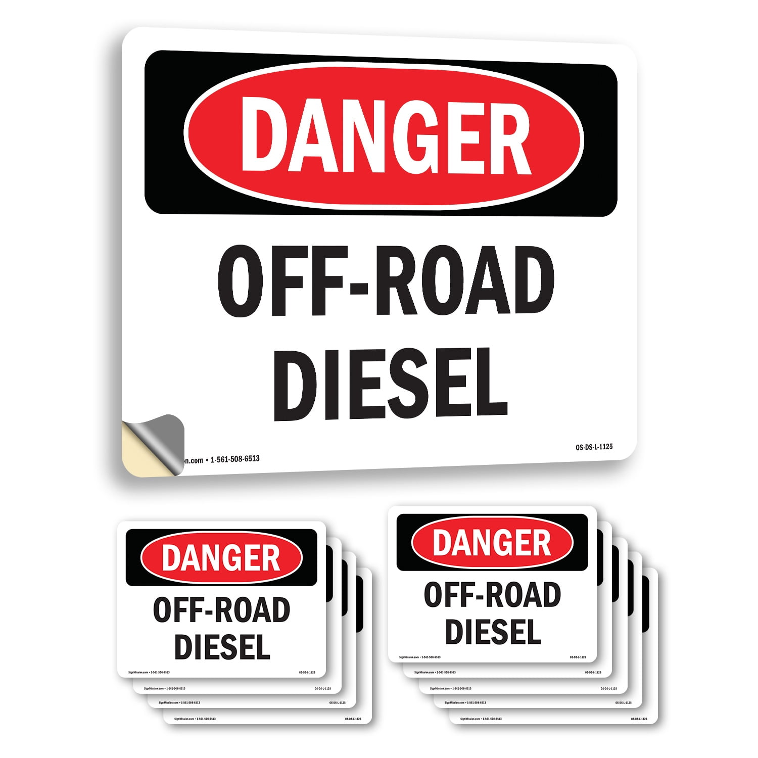 Off Road Diesel OSHA Danger Vinyl Decal Label 24 Inch x 18 Inch - 10 ...