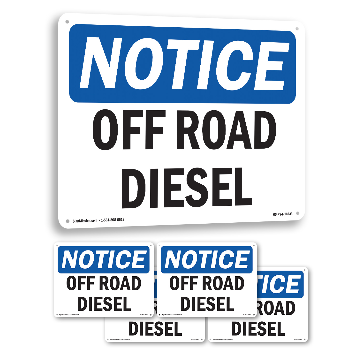 Off Road Diesel OSHA Notice Rigid Plastic Sign 10 Inch x 7 Inch - 5 ...