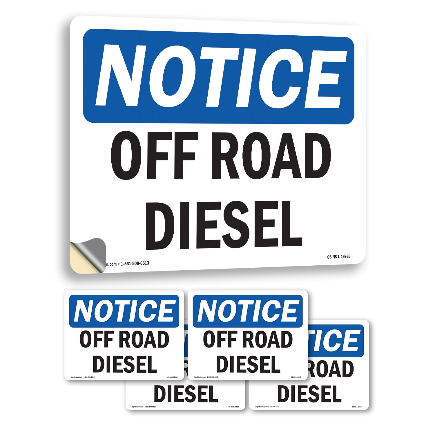Off Road Diesel OSHA Notice Vinyl Decal Label 10 Inch x 7 Inch - 5 Pack ...