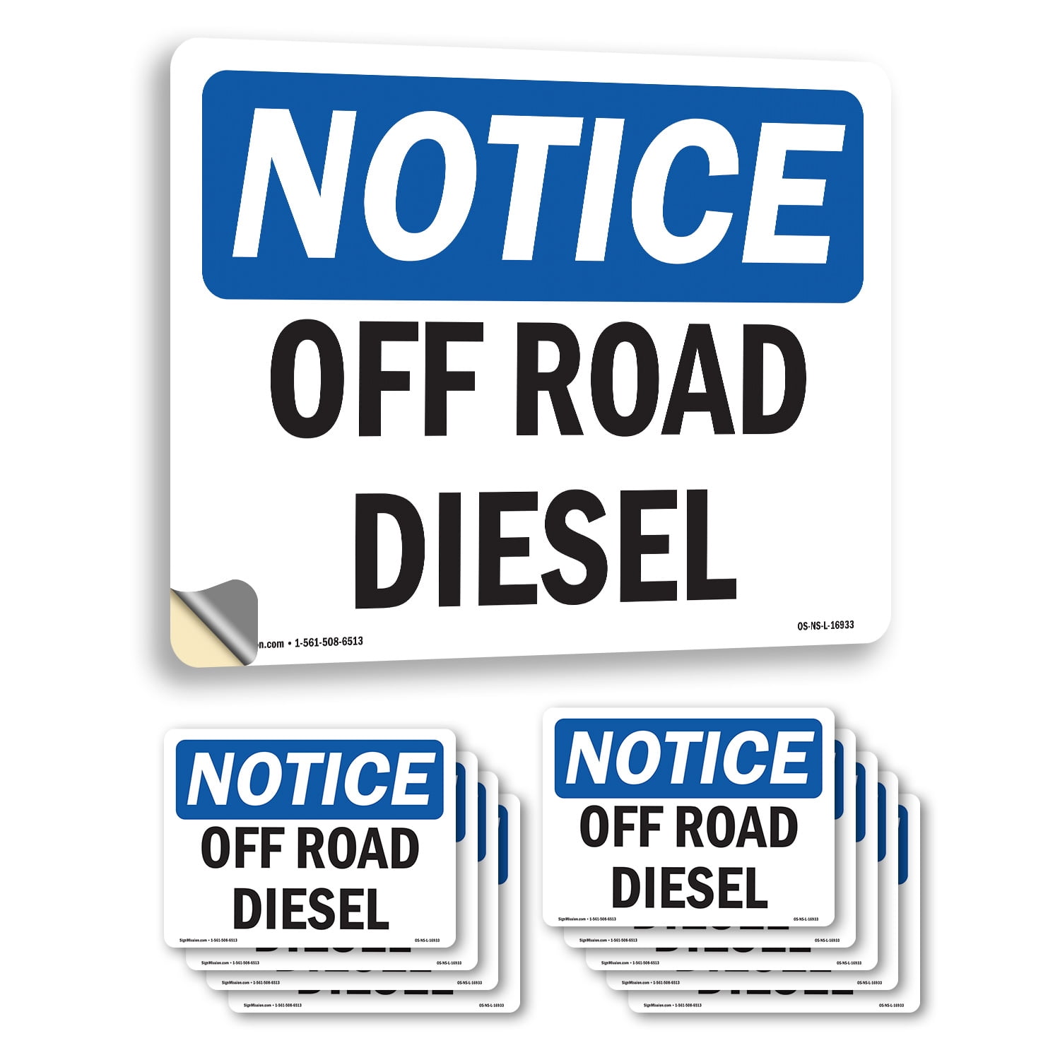 Off Road Diesel OSHA Notice Vinyl Decal Label 5 Inch x 3.5 Inch - 10 ...
