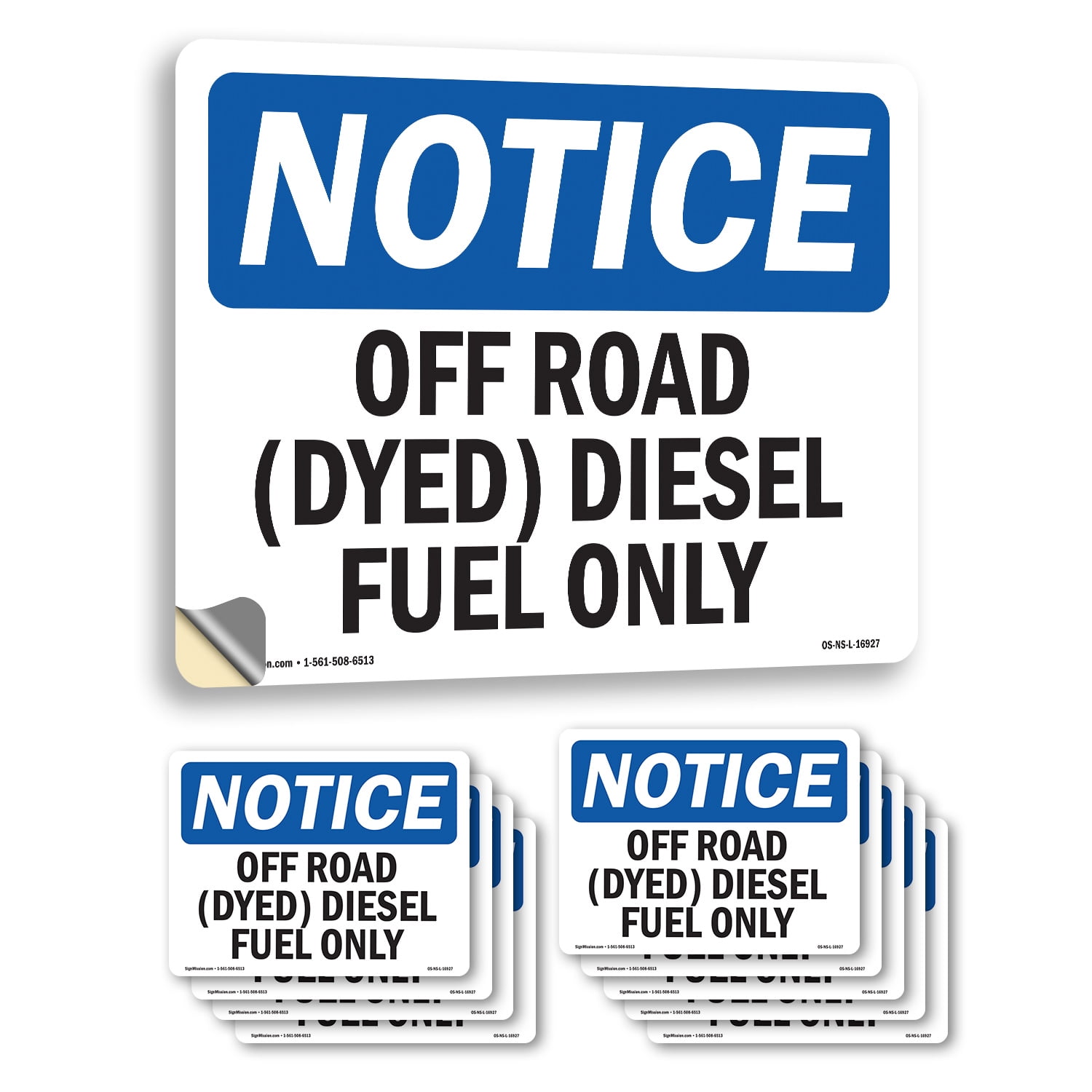 Off Road (Dyed) Diesel Fuel Only OSHA Notice Vinyl Decal Label 24 Inch ...