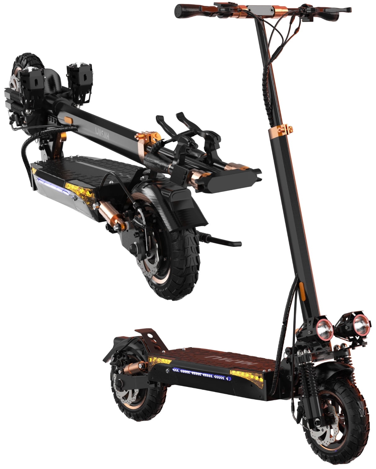 Off Road Electric Scooter w/Side Lights: Double Suspension 11" Tires ...