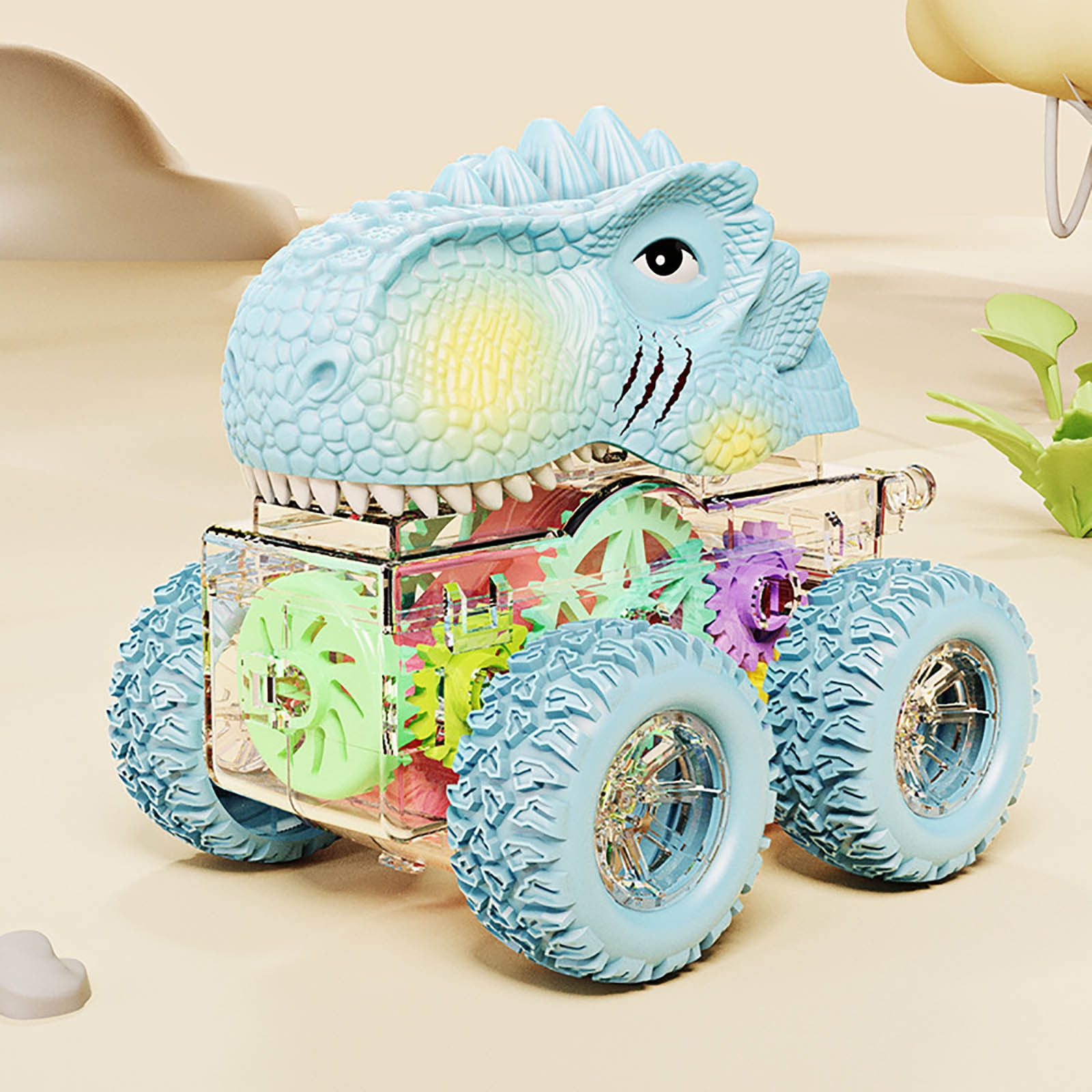 Off-Road Gear Toy Car | Push Powered Rotating Gears | Light-Up | Stunt ...