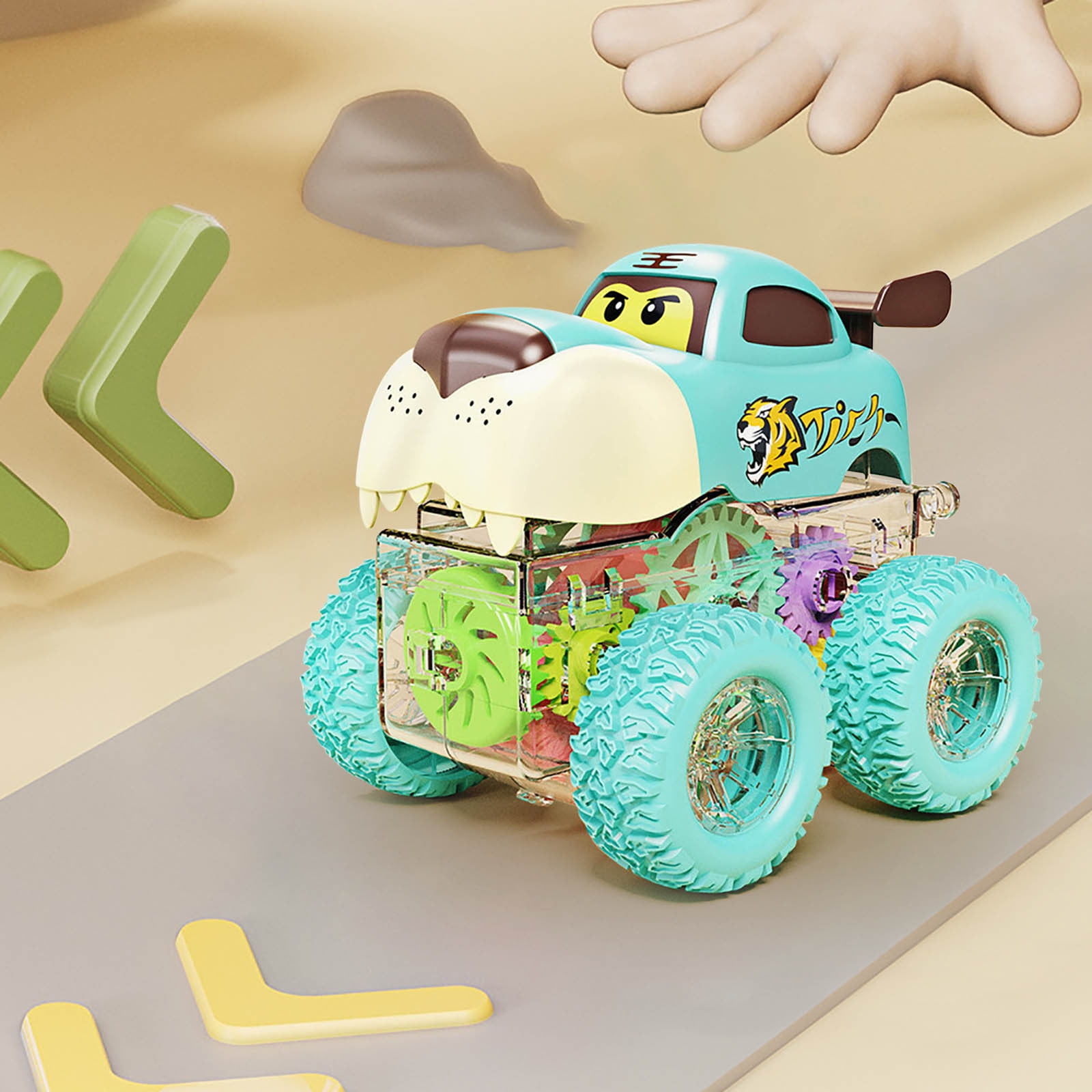 Off-Road Push Gear Stunt Toy Car | Rotating Mechanical Gears | No ...