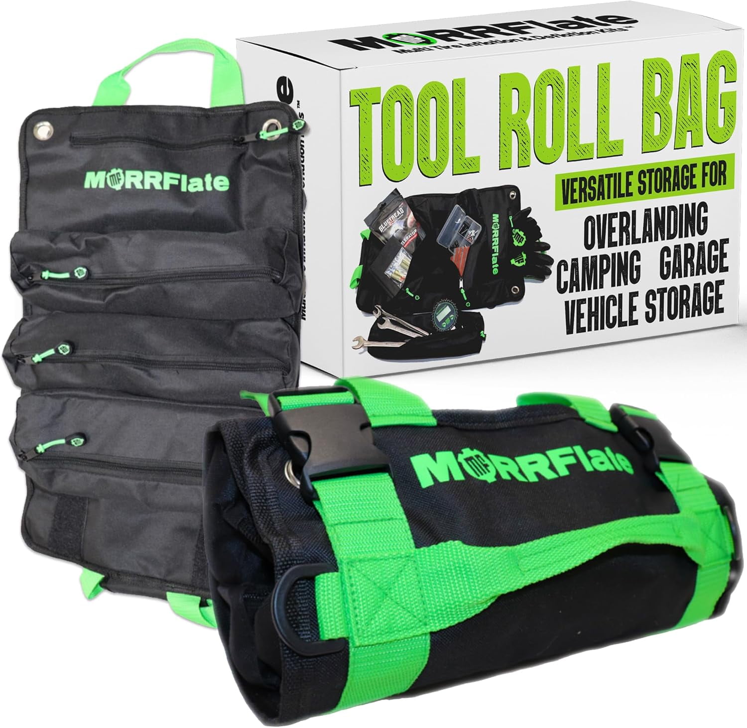 Off-Road Tool Roll Organizer - Heavy-Duty 600D Roll-Up Bag with 3 Rip ...