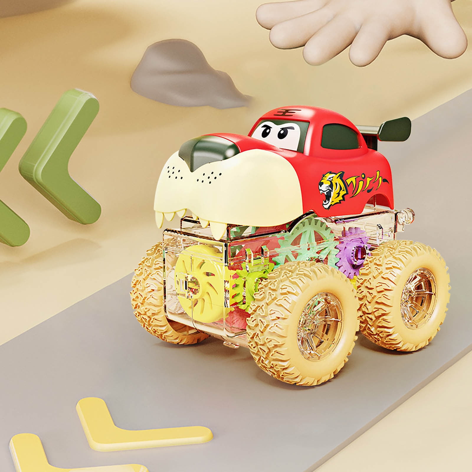 Off-Road Toy Car | Push Powered Gear Mechanism for Kids | Rotating ...