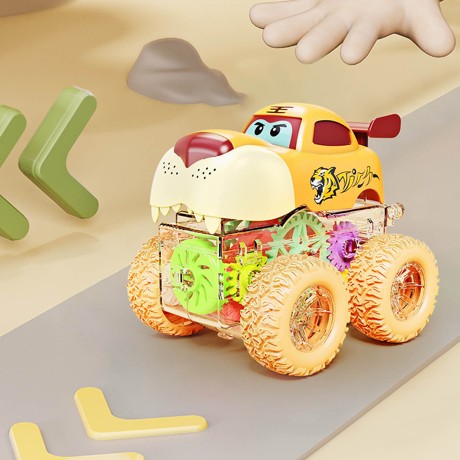 Off-Road Toy Car | Rotating Gears Stunt Vehicle | No Battery Needed ...