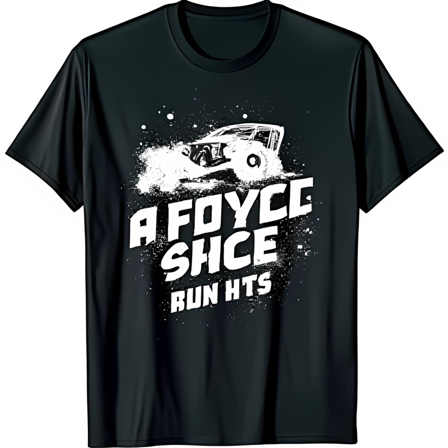 Off Road Vehicle Graphic Black T-Shirt with Edgy Splatter Design A ...