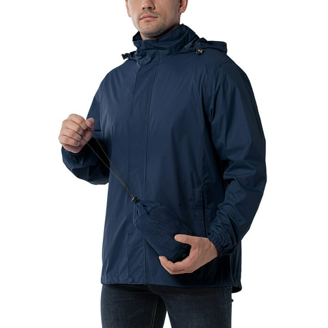 Off Road Ventures Mens Waterproof Rain Jacket Hood Packable Windbreaker ...