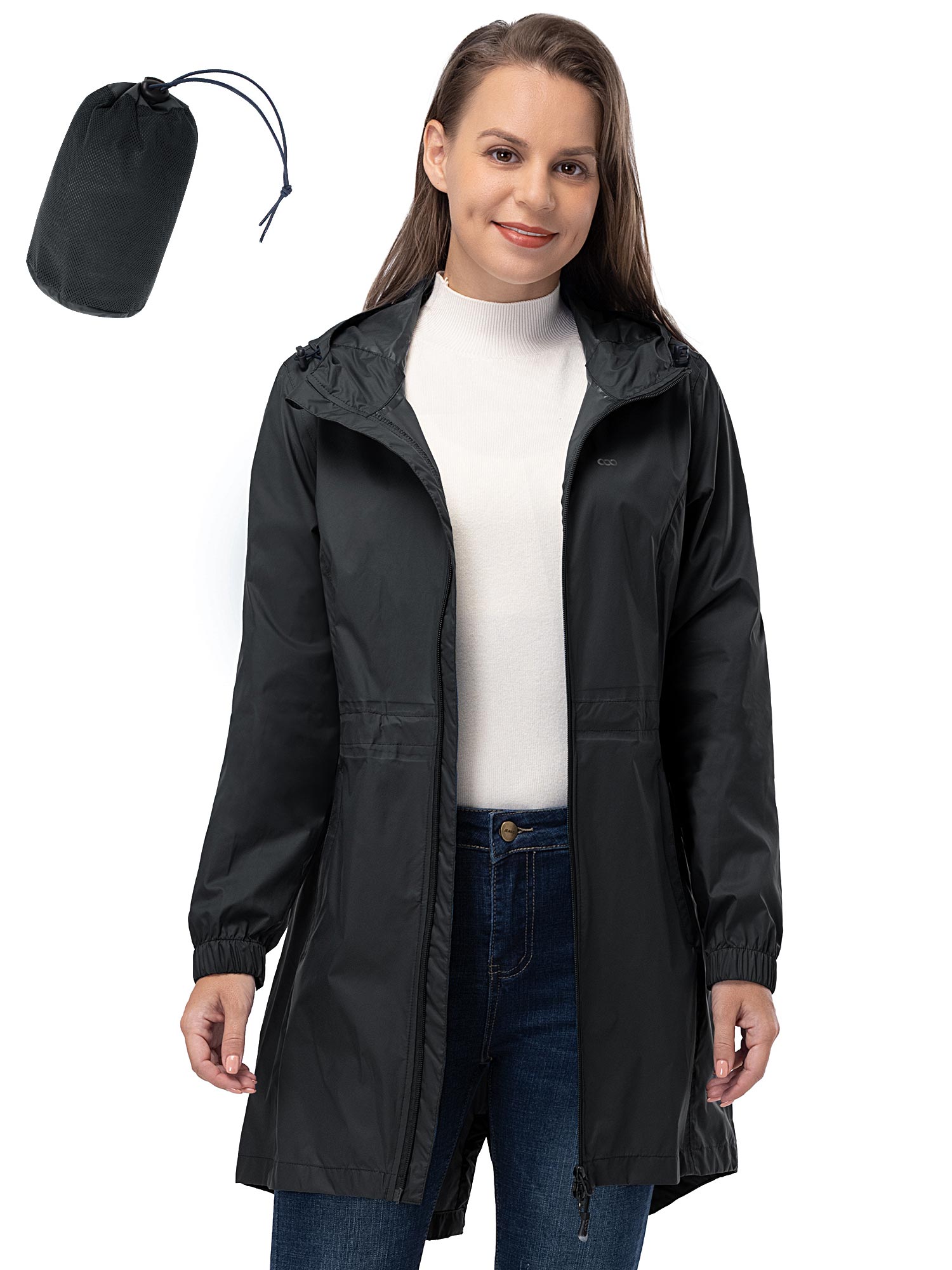 Women Waterproof Lightweight Rain Jacket Packable Outdoor Hooded Raincoat - Walmart.com