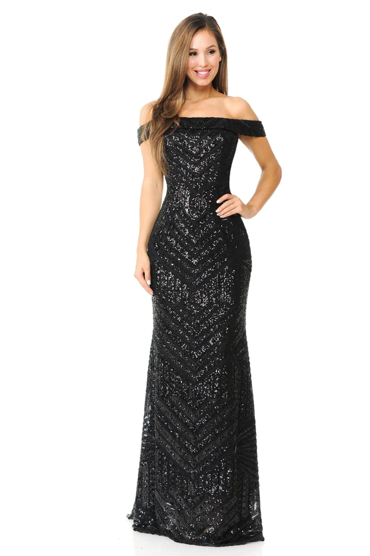 Off Shoulder Sequined Prom Dress - Walmart.com