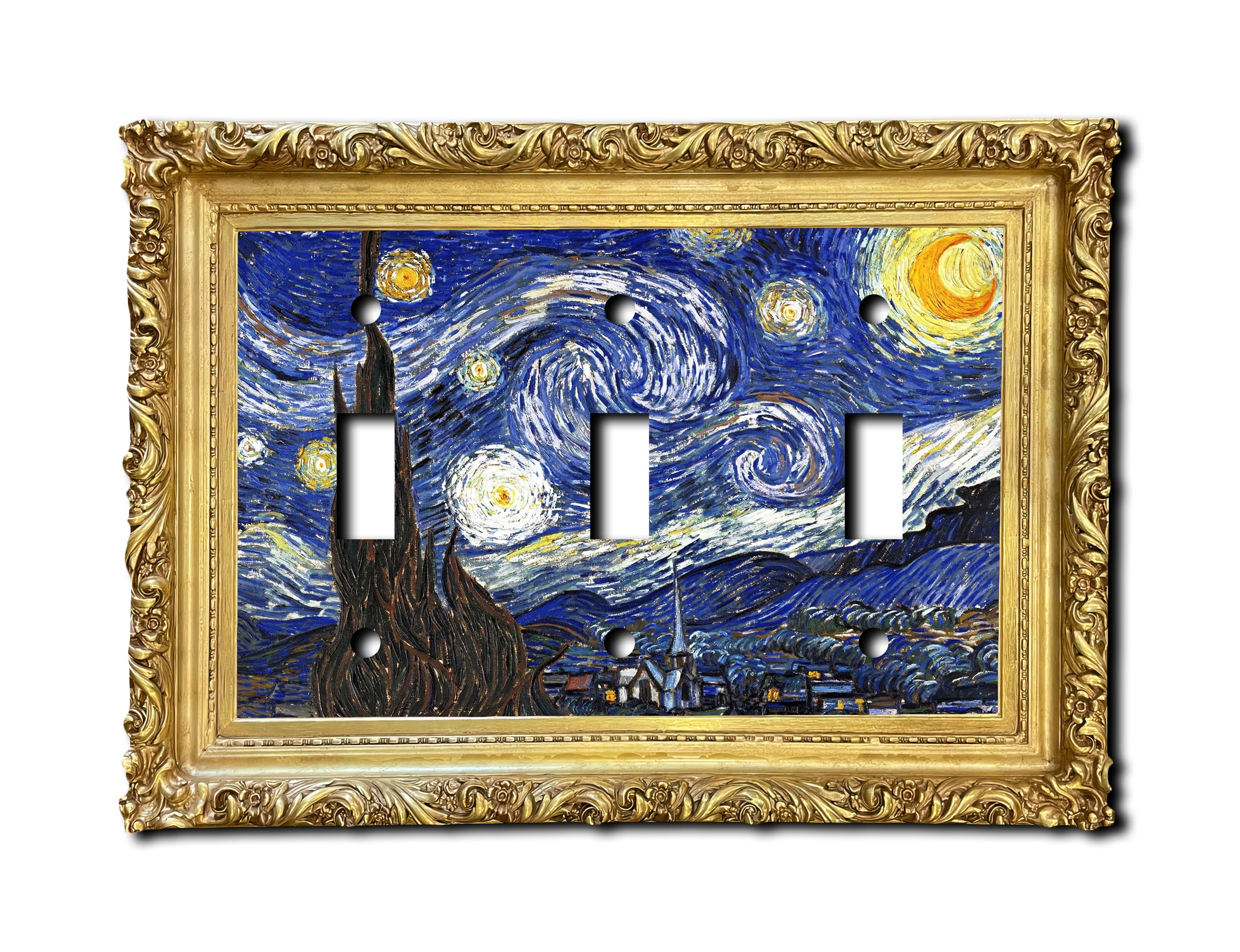 Off The Wall Plates - Starry Night Painting - Triple Gang Light Switch ...