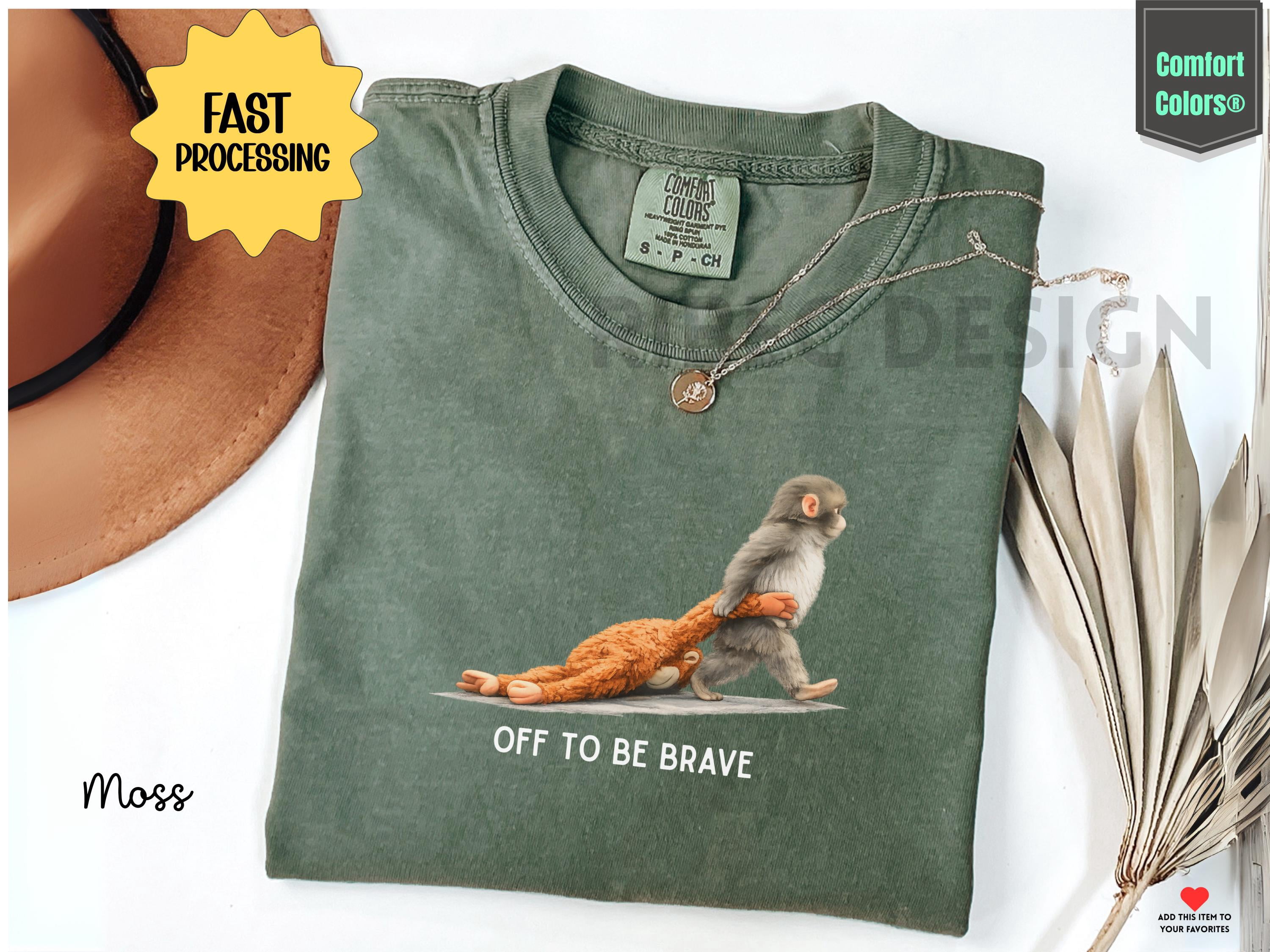 Off To Be Brave Monkey Punch Shirt, Viral Baby Monkey Plush Meme Tee ...