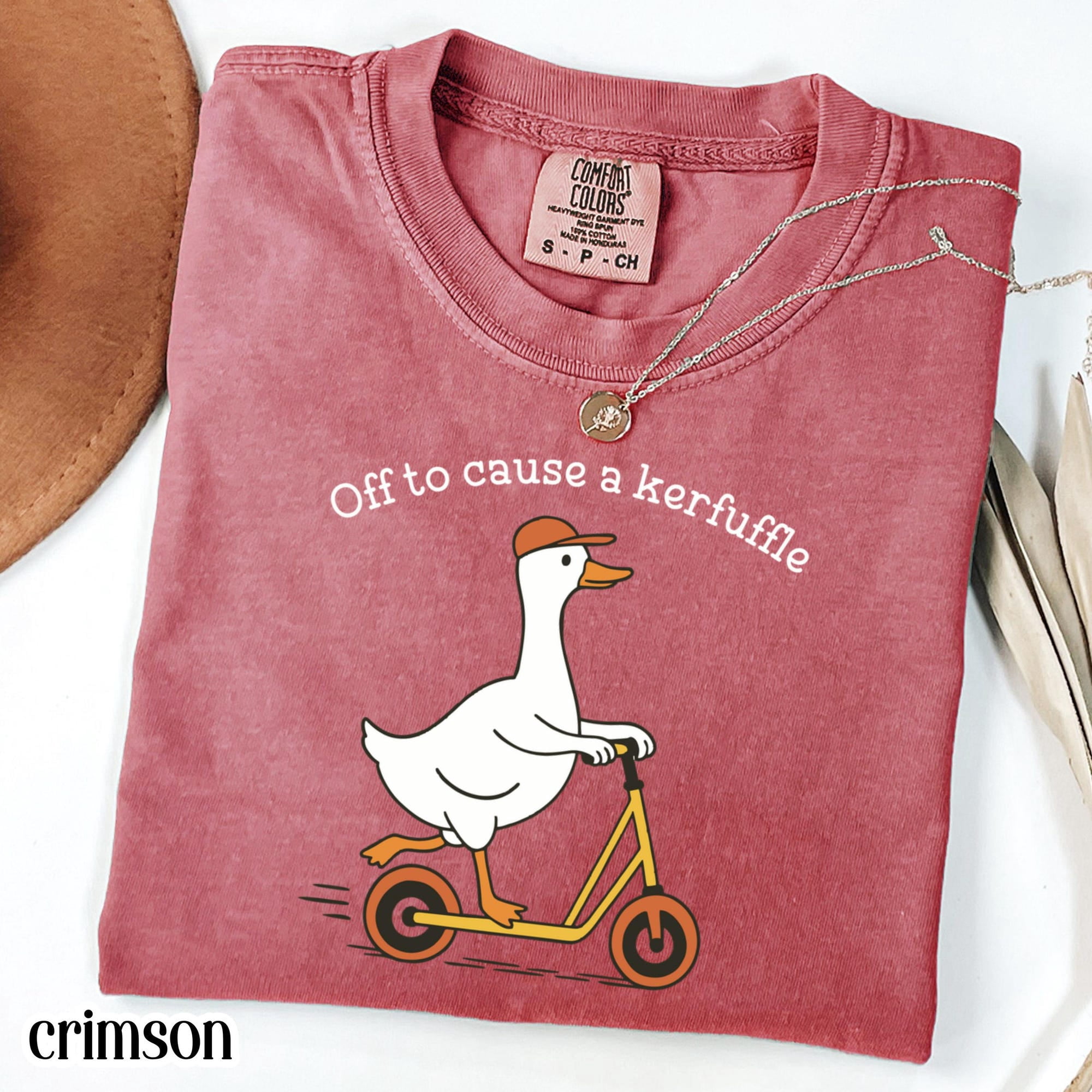 Off To Cause A Kerfuffle Shirt Funny Goose Scooter Tshirt Silly Duck ...
