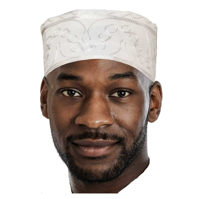 Off-White Adebo African Kufi Hat with White Embroidery - Walmart.com