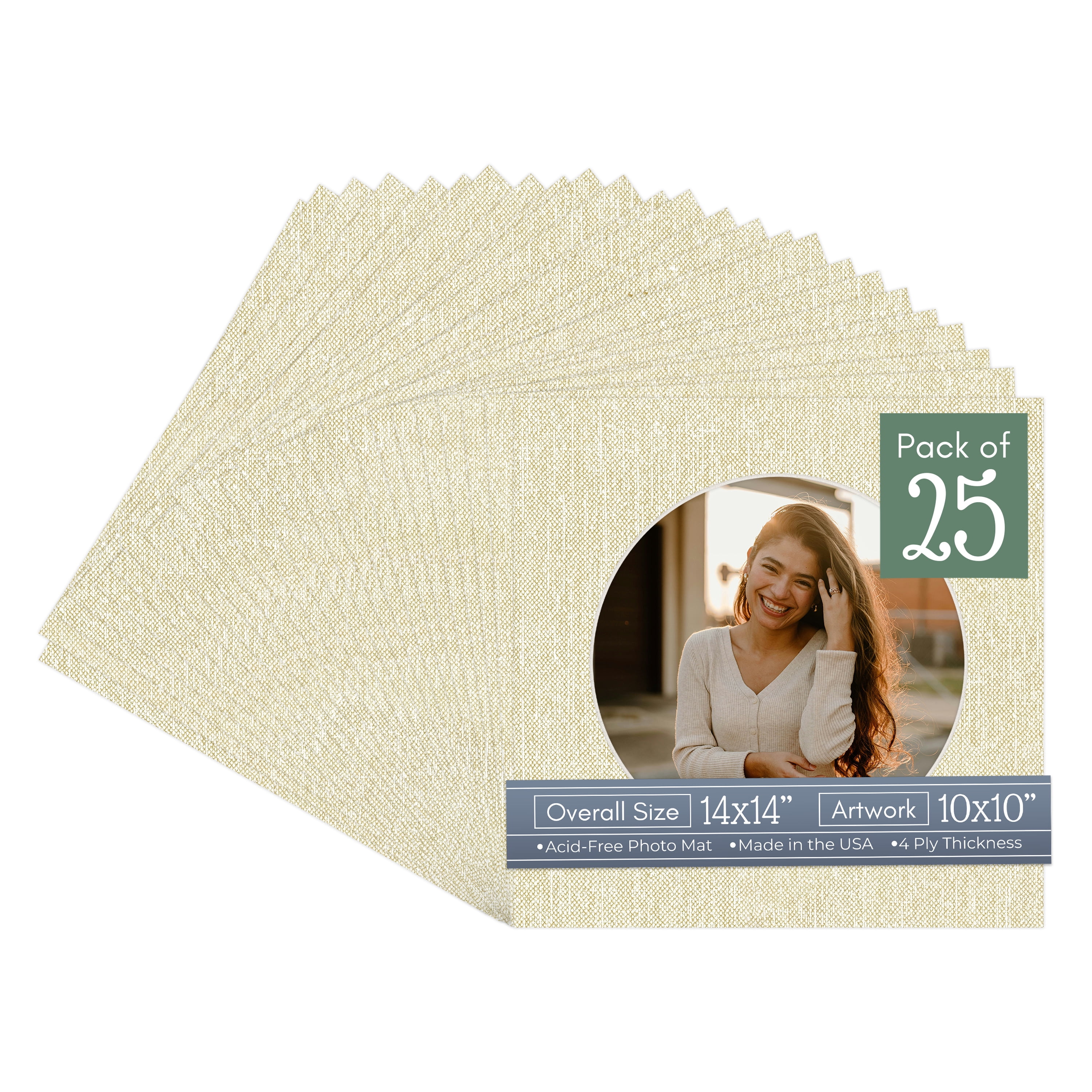 Off White Canvas Picture Frame Mat for 14x14 Frames - Circle Opening ...
