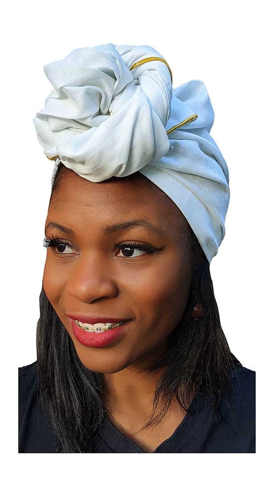 Off White Cotton head wrap with Gold Trim - Walmart.com