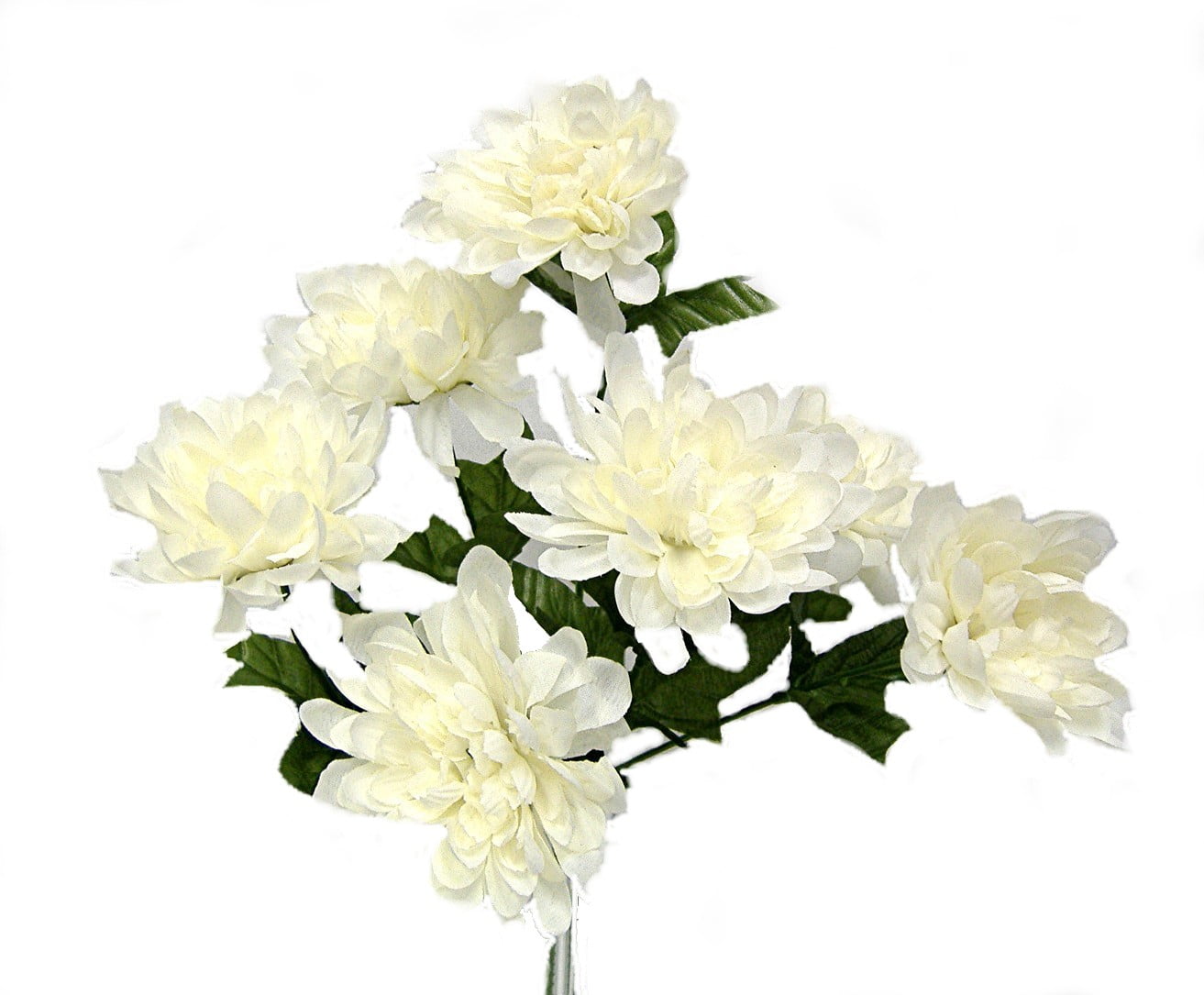 Off-White Decorative Mum 13in Artificial Polysilk Faux Fake Flower Bush ...