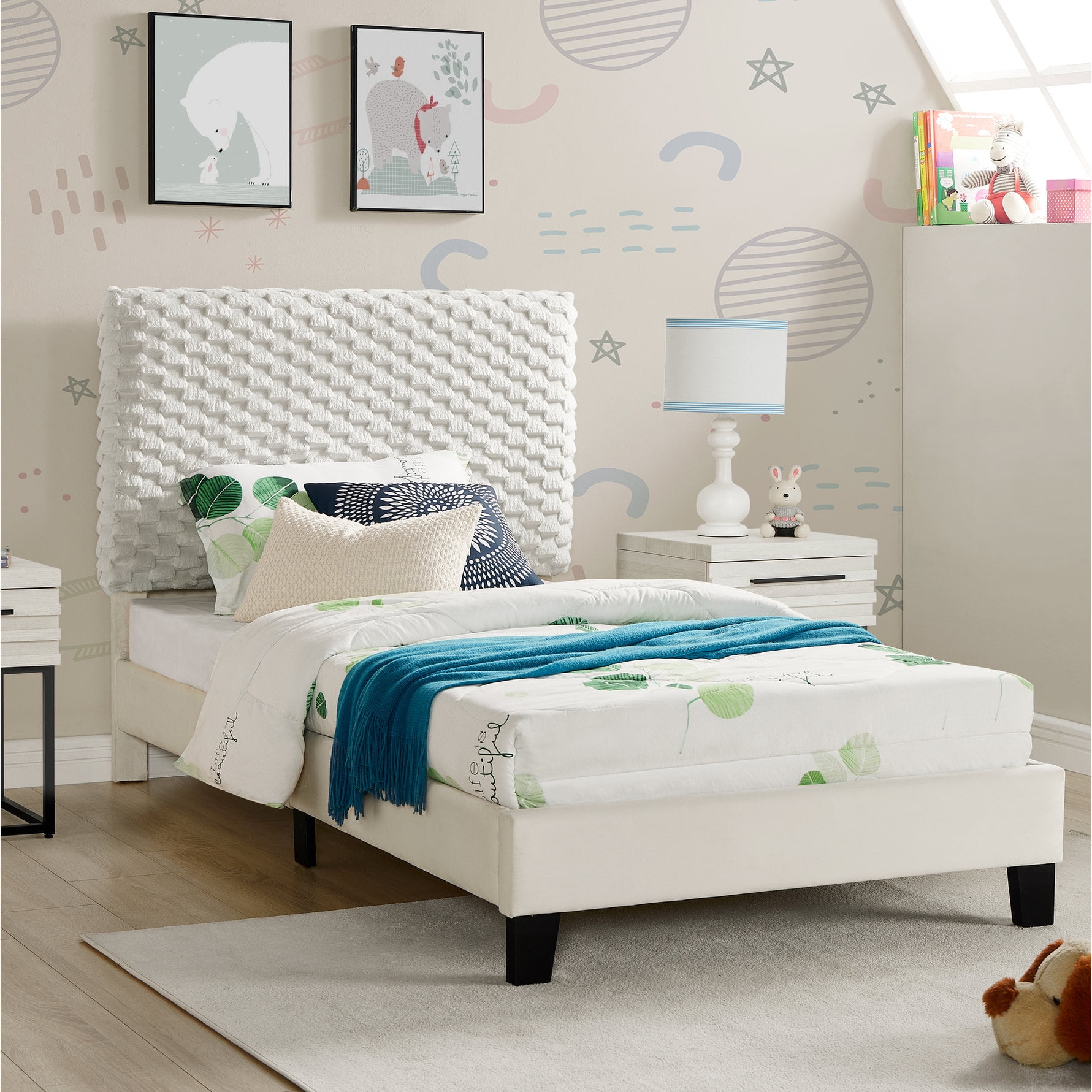 Off - White Finish - Sturdy Plywood Slats - Bedroom Use - Stable and ...
