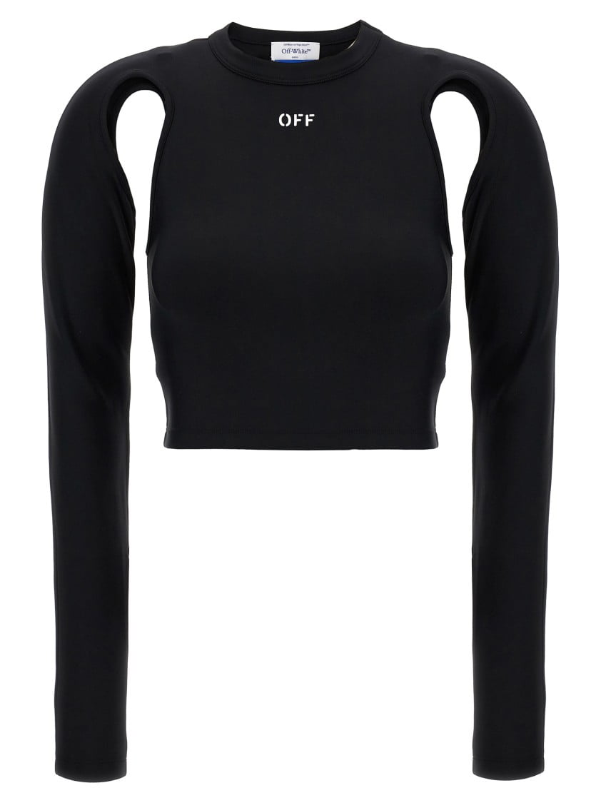 Off-White Fitted Crop Top With Unique Cut-Out Details (Women's ...