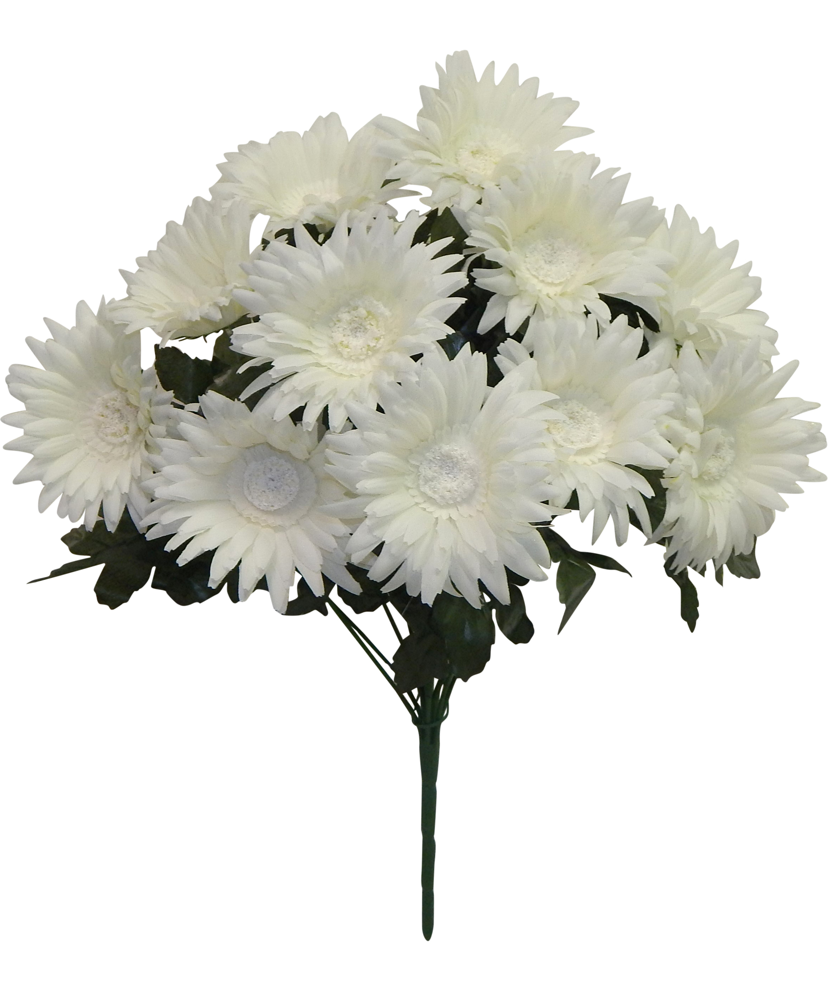 Off-White Gerbera Daisy 17in Artificial Polysilk Faux Fake Flower Bush ...