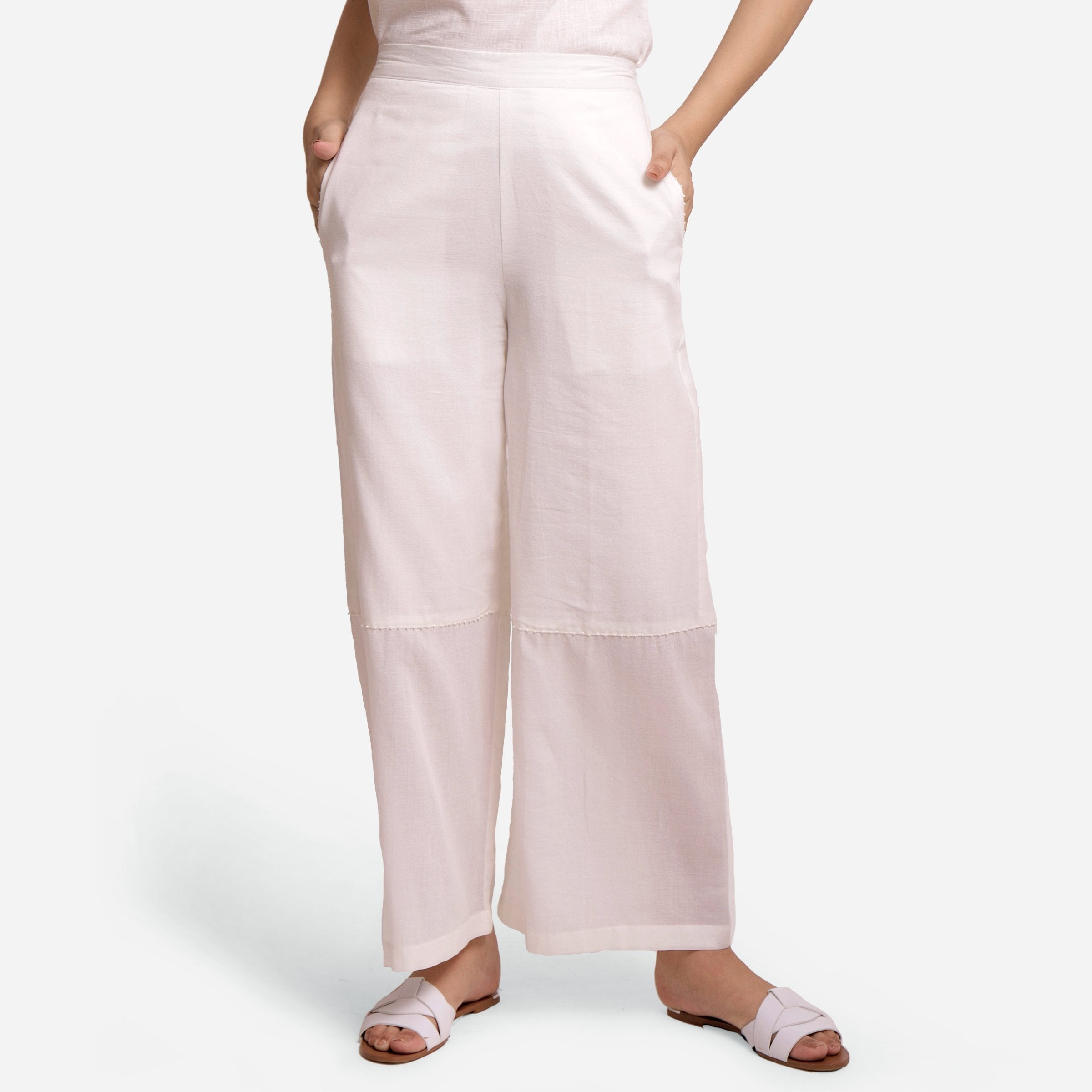 Off-White Hand Beaded Cotton Elasticated Wide Legged Pant - Walmart.com