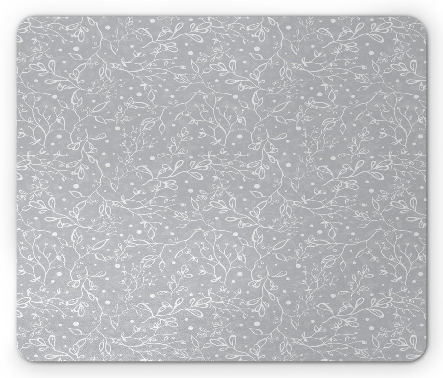 Off White Mouse Pad, Winter Time Simplistic Layout of Leaves Herbs and ...