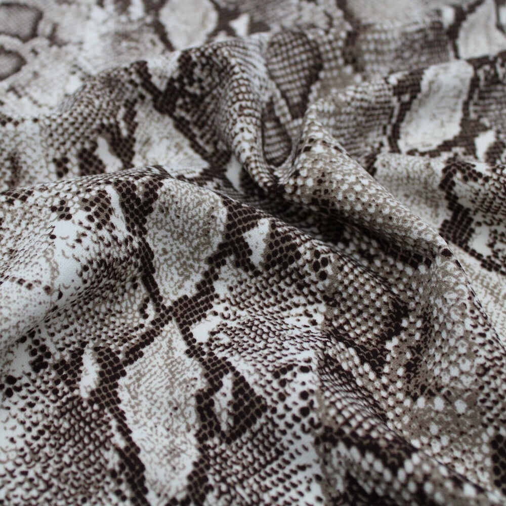 Off White Neutral Snake Skin Design Printed Scuba Crepe Techno Knit ...